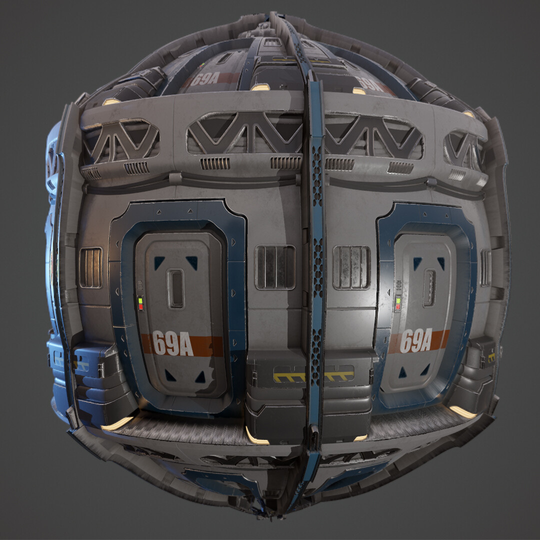 ArtStation - Sci-fi Wall with Keypad Door [PBR Material]