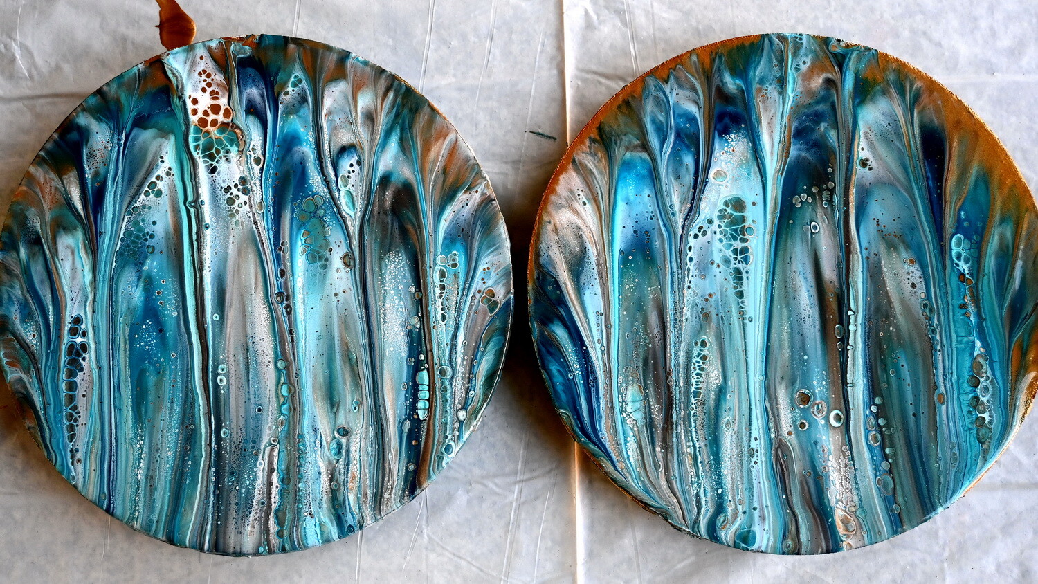 Fiona Art - Double dip on round canvas board ~ Diptych acrylic painting ...