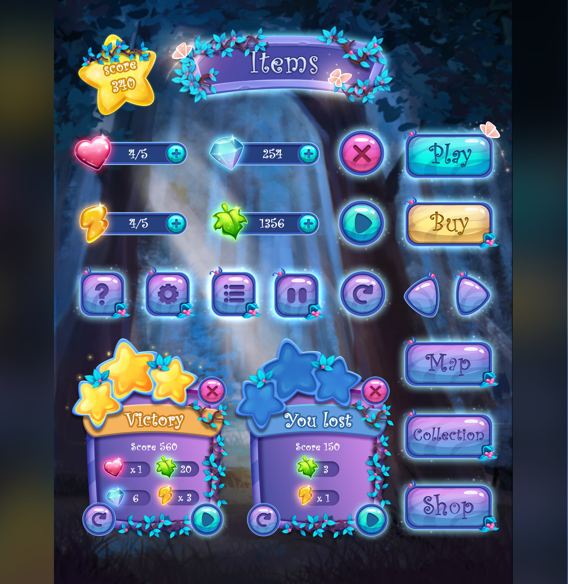 ArtStation - Ui "Wood nymph" game