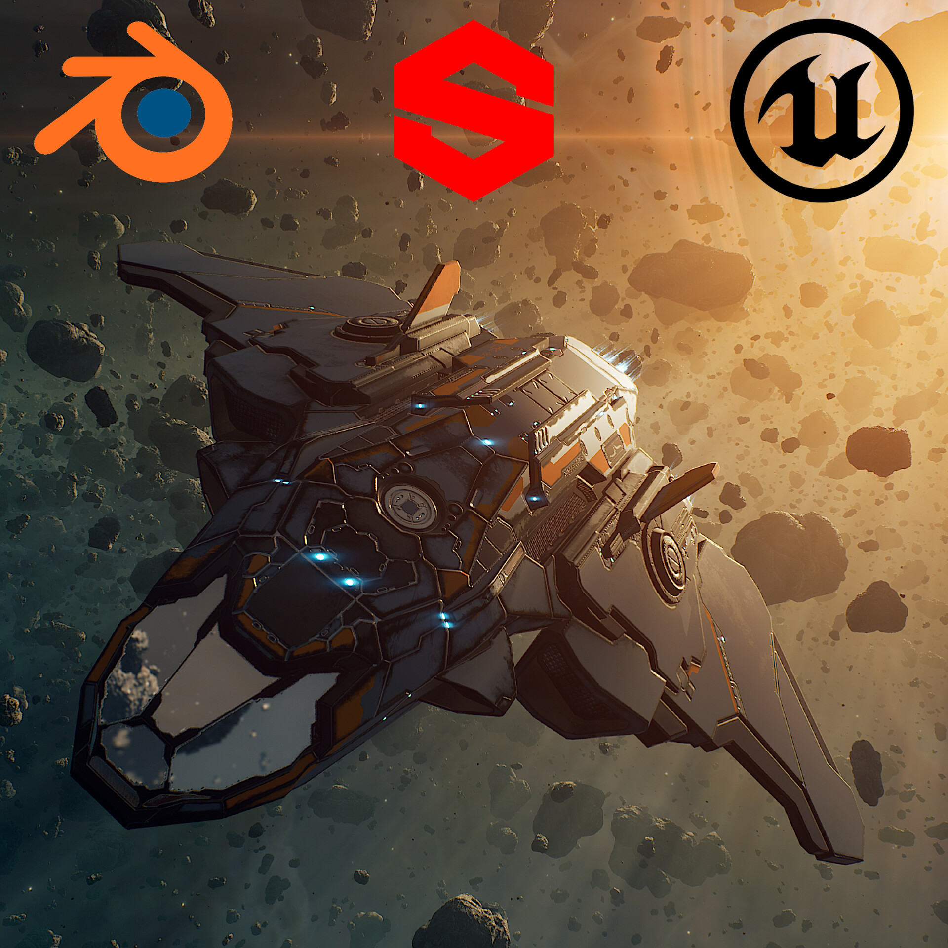 ArtStation - Spaceship - Exploration Corvette Cepheus