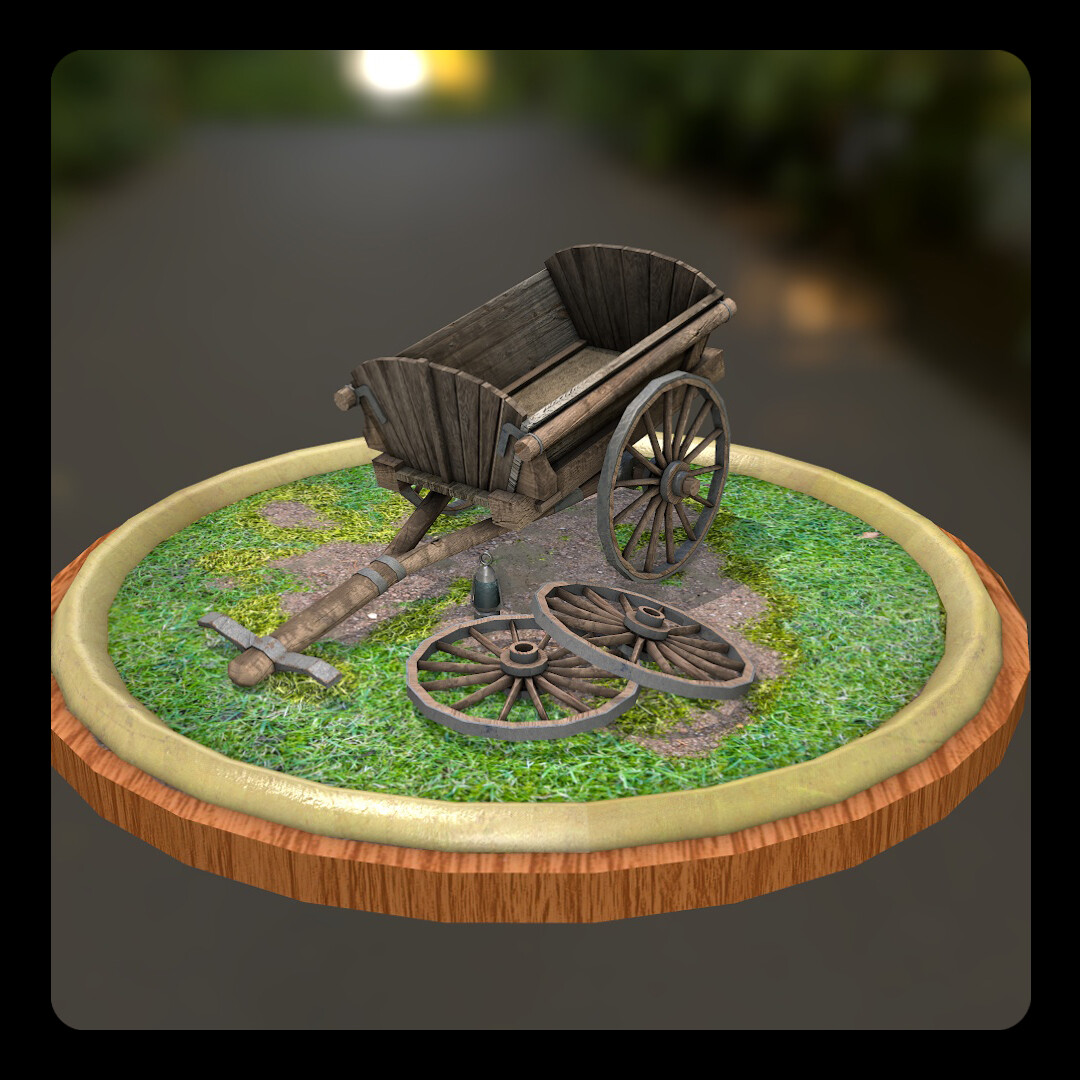 ArtStation - Props asset low poly - Old cart