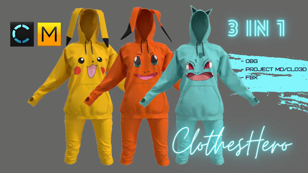 ArtStation - Suit Pokémon female (hoodie + pants)