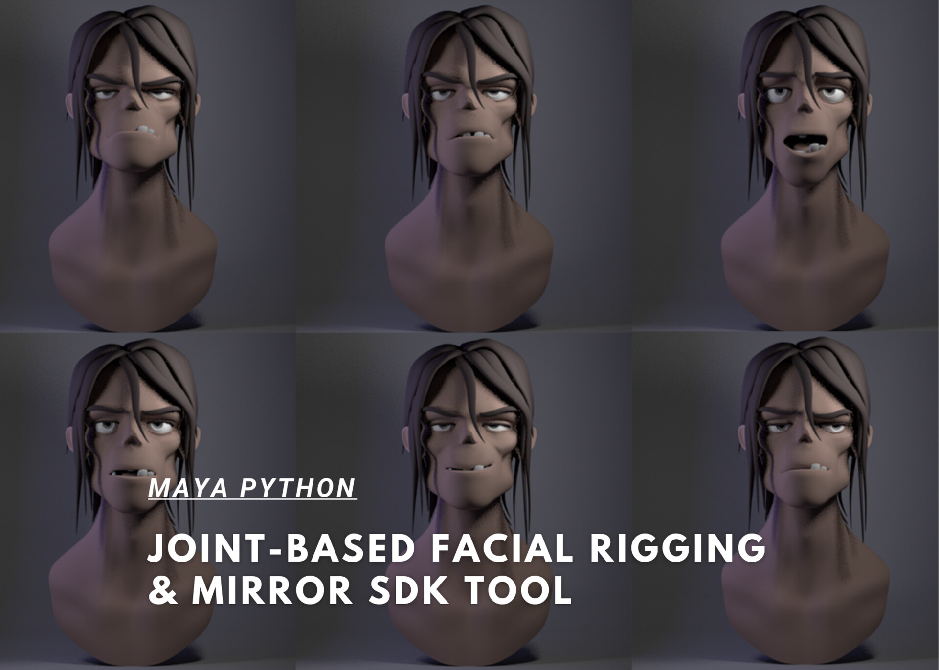 ArtStation - Joint-based facial rigging and mirror SDK tool in Maya