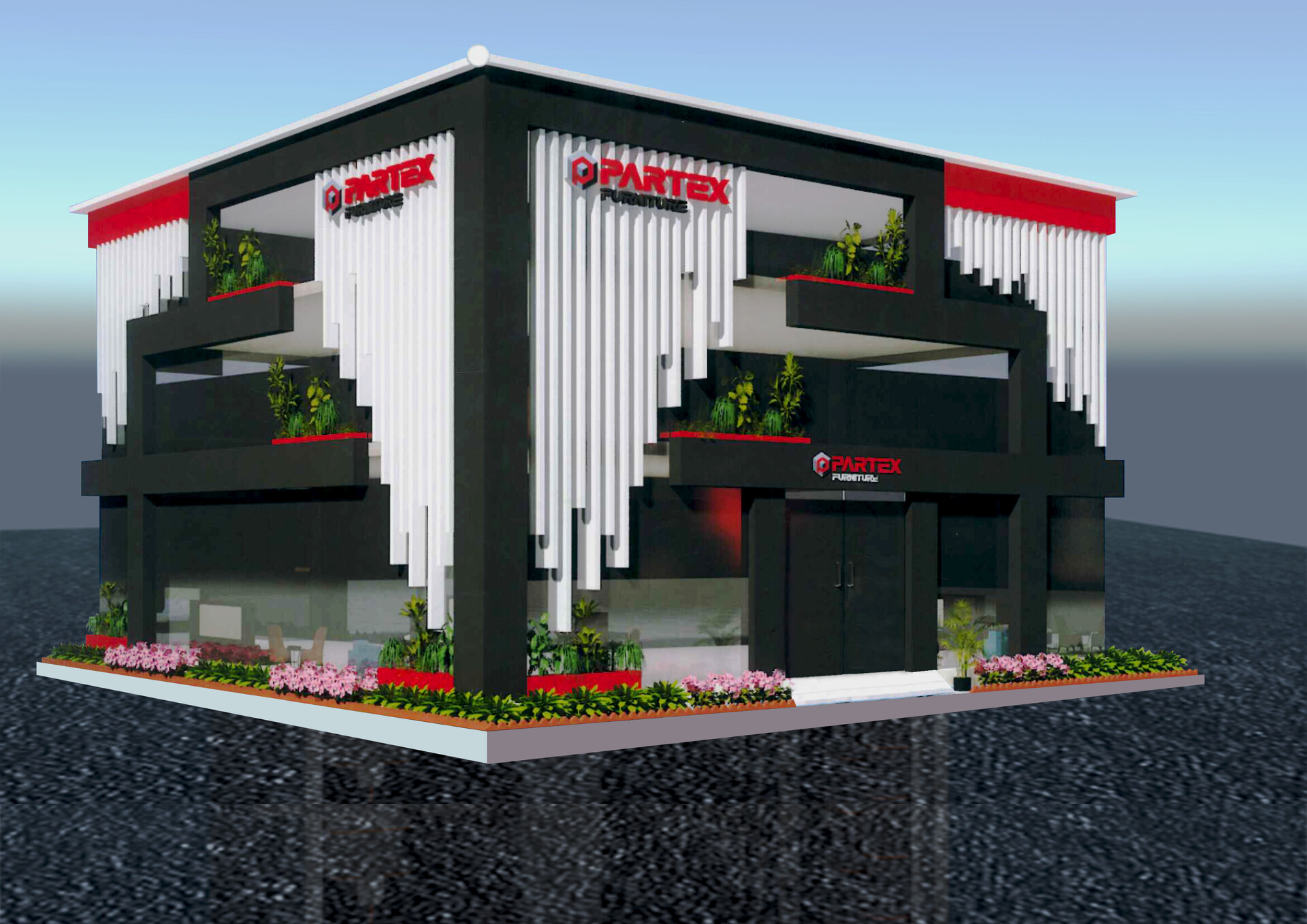 ArtStation - Ashley-Partex Furniture Showroom Exterior Design