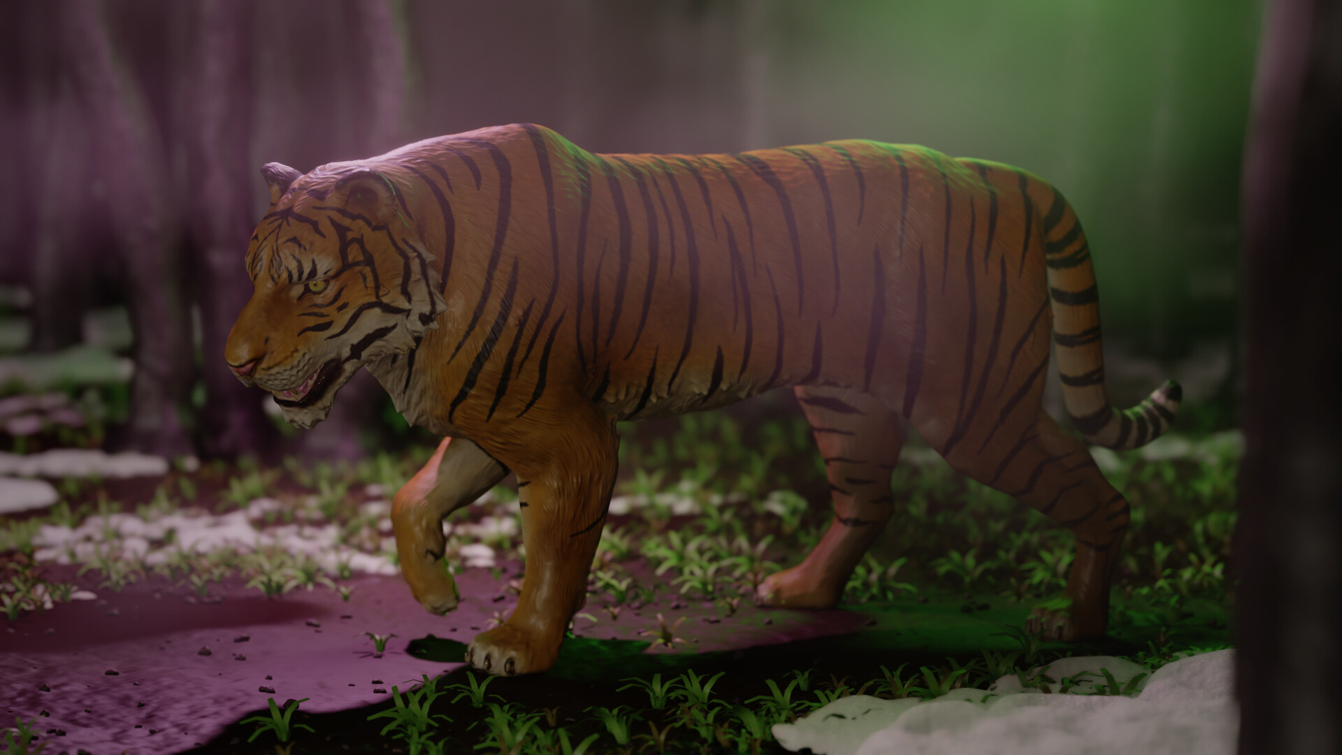 ArtStation - A tiger walking in the forest