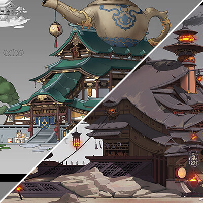 ArtStation - Ancient building line design