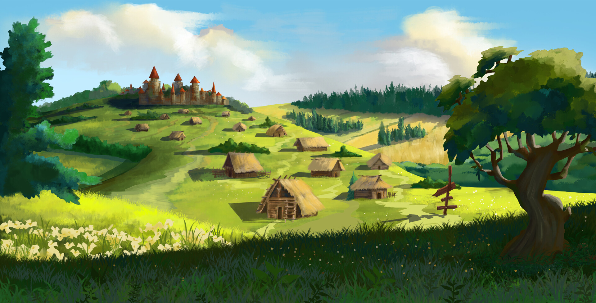 ArtStation - Old village concept art