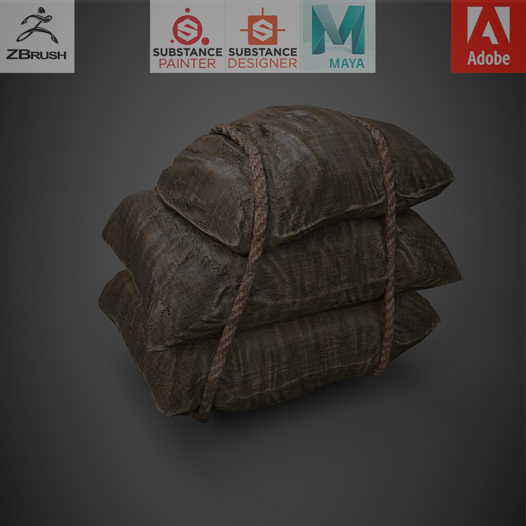 ArtStation - Sandbags Game Asset