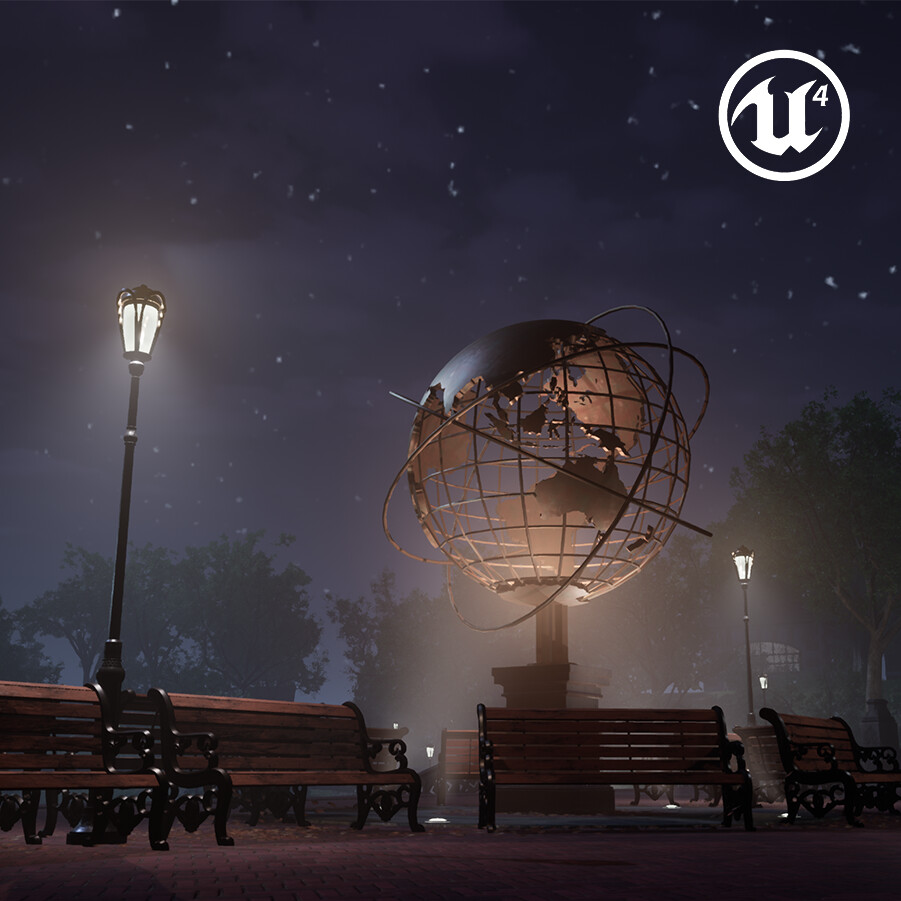 ArtStation - Lighting - Night Time City Park Lighting