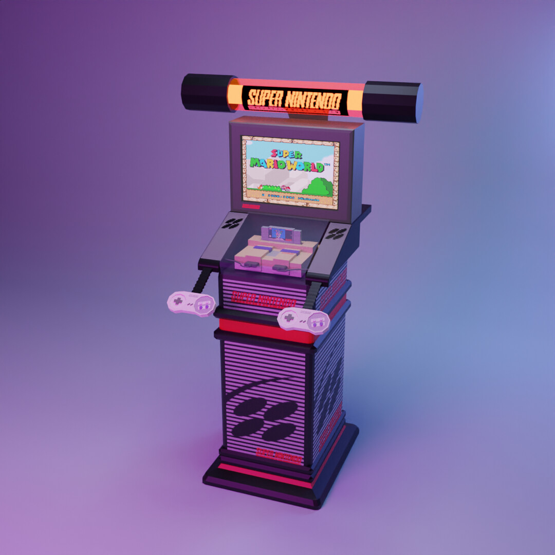 ArtStation - Super Nintendo Kiosk - Low poly