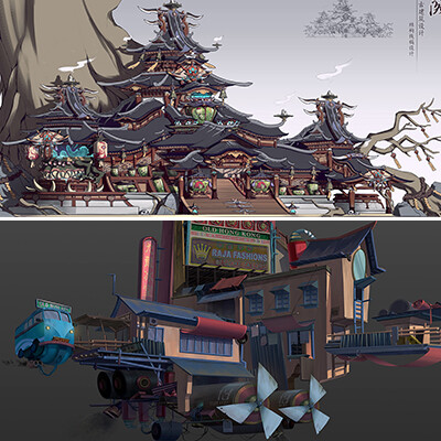 ArtStation - Ancient building line design