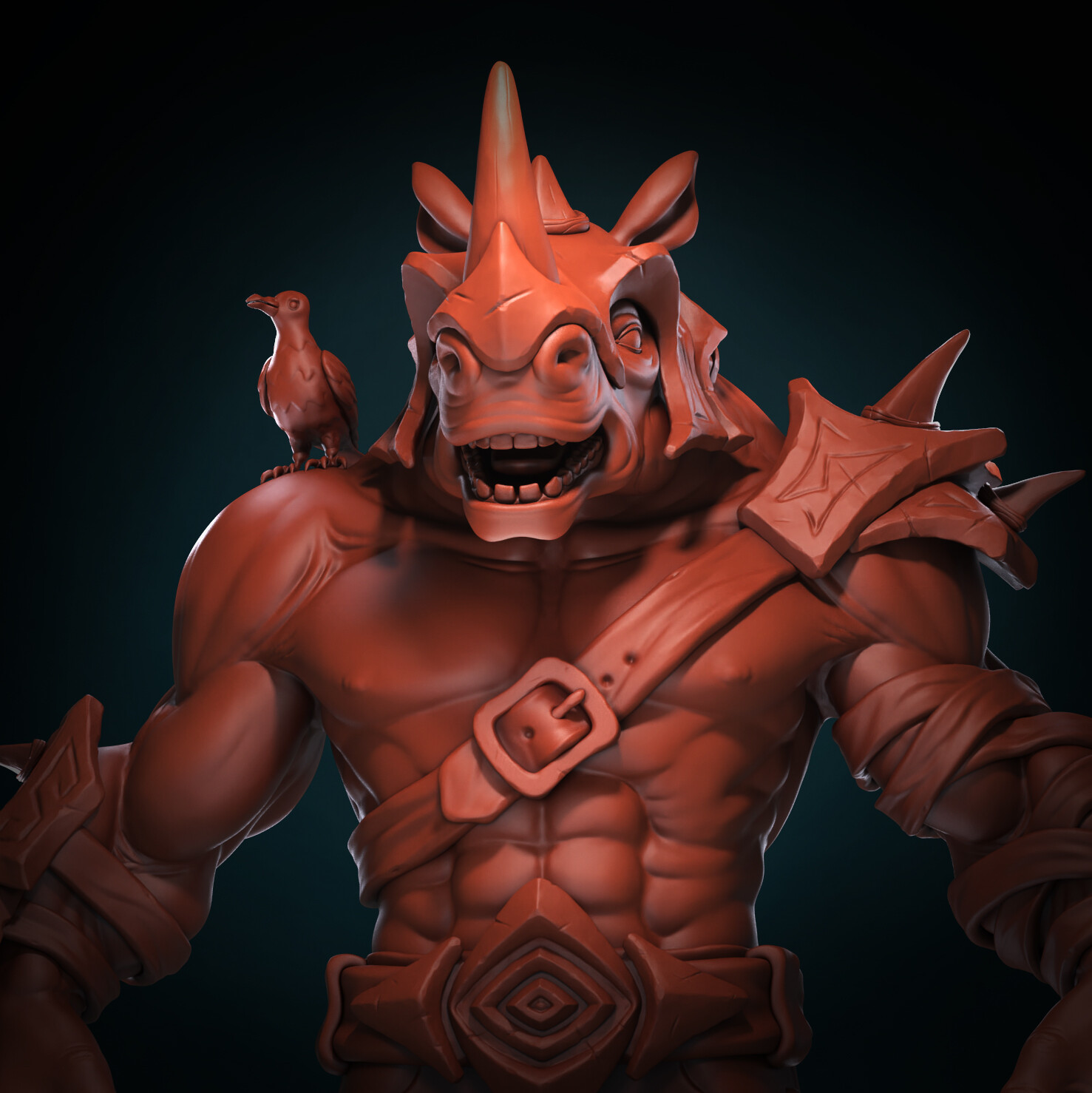 ArtStation - Rhinoman sculpt