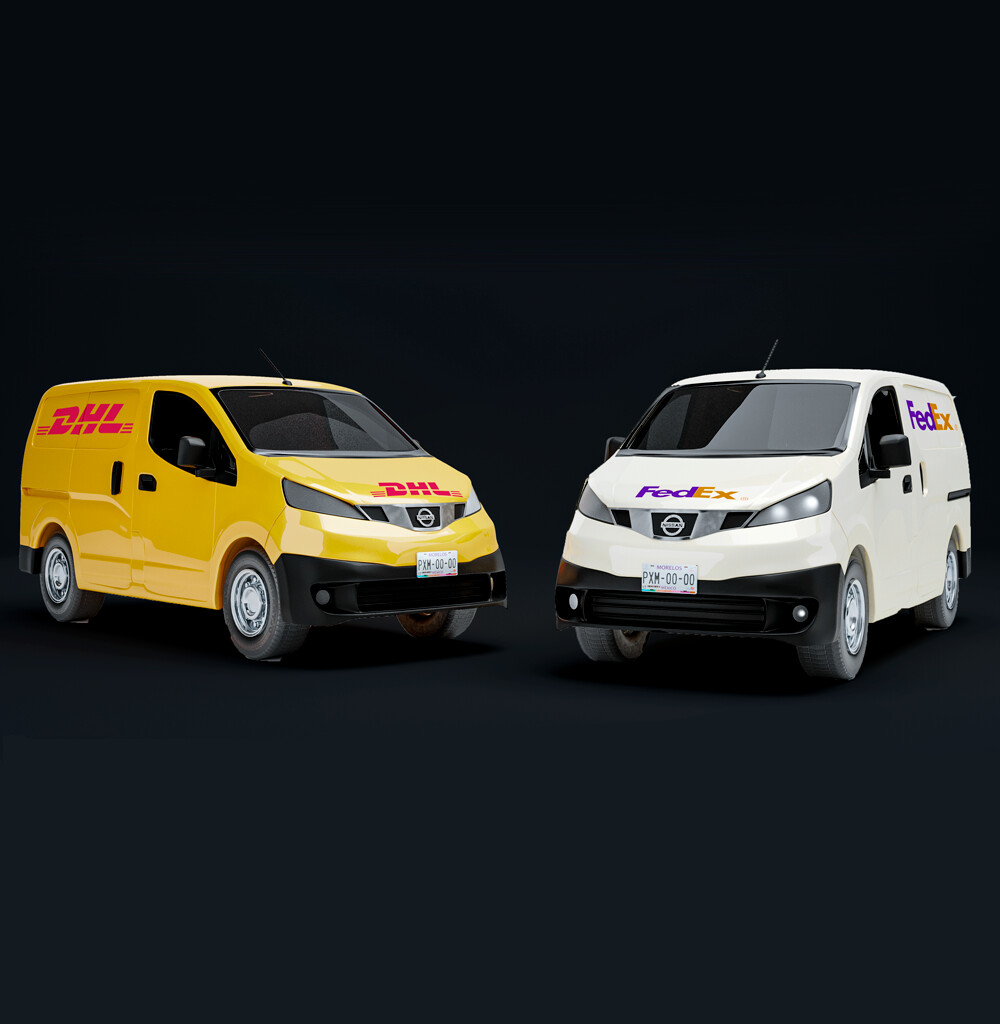 ArtStation - FedEx and DHL delivery van.