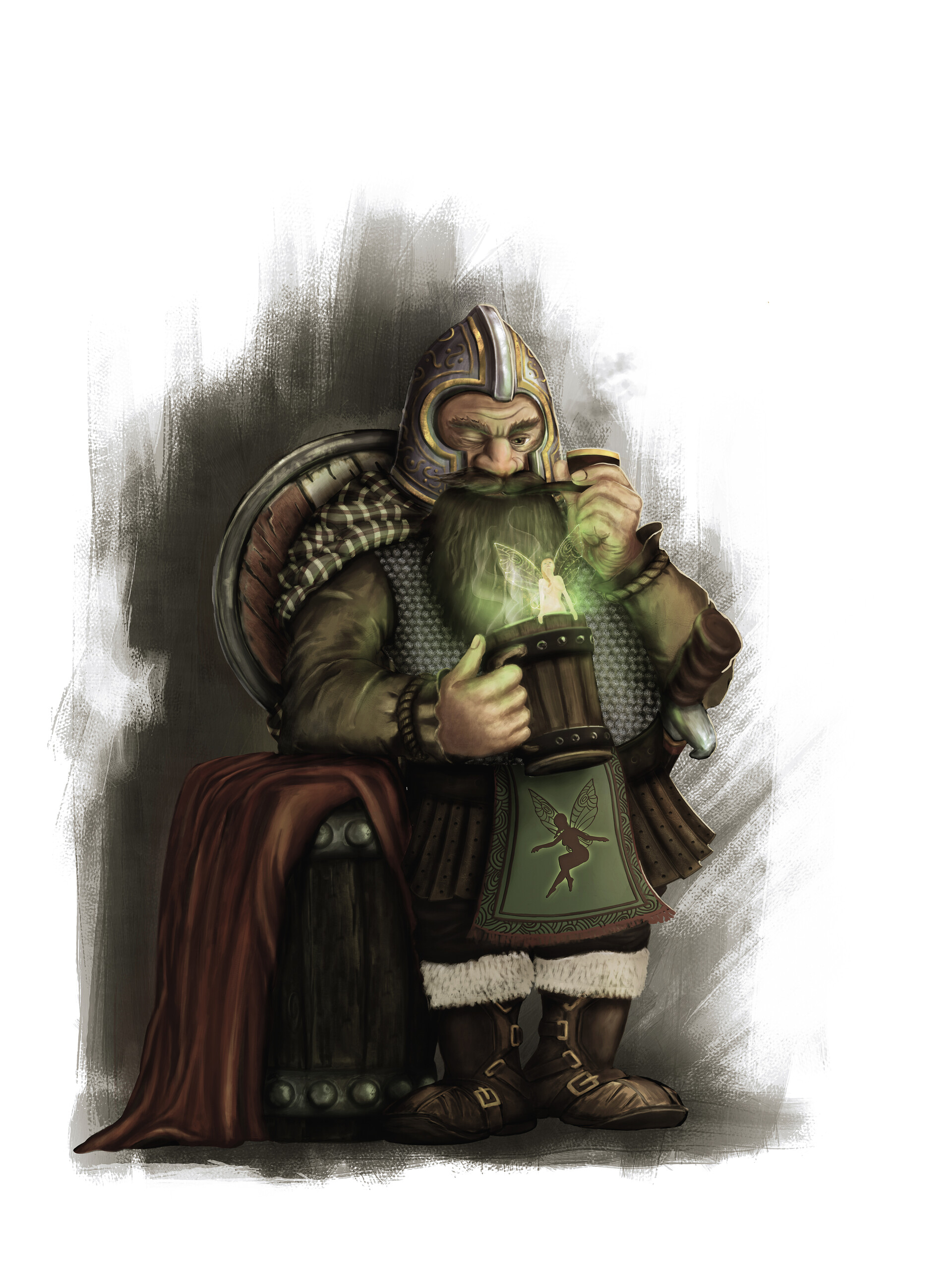 ArtStation - Fantasy painting (A dwarf and his fairy)