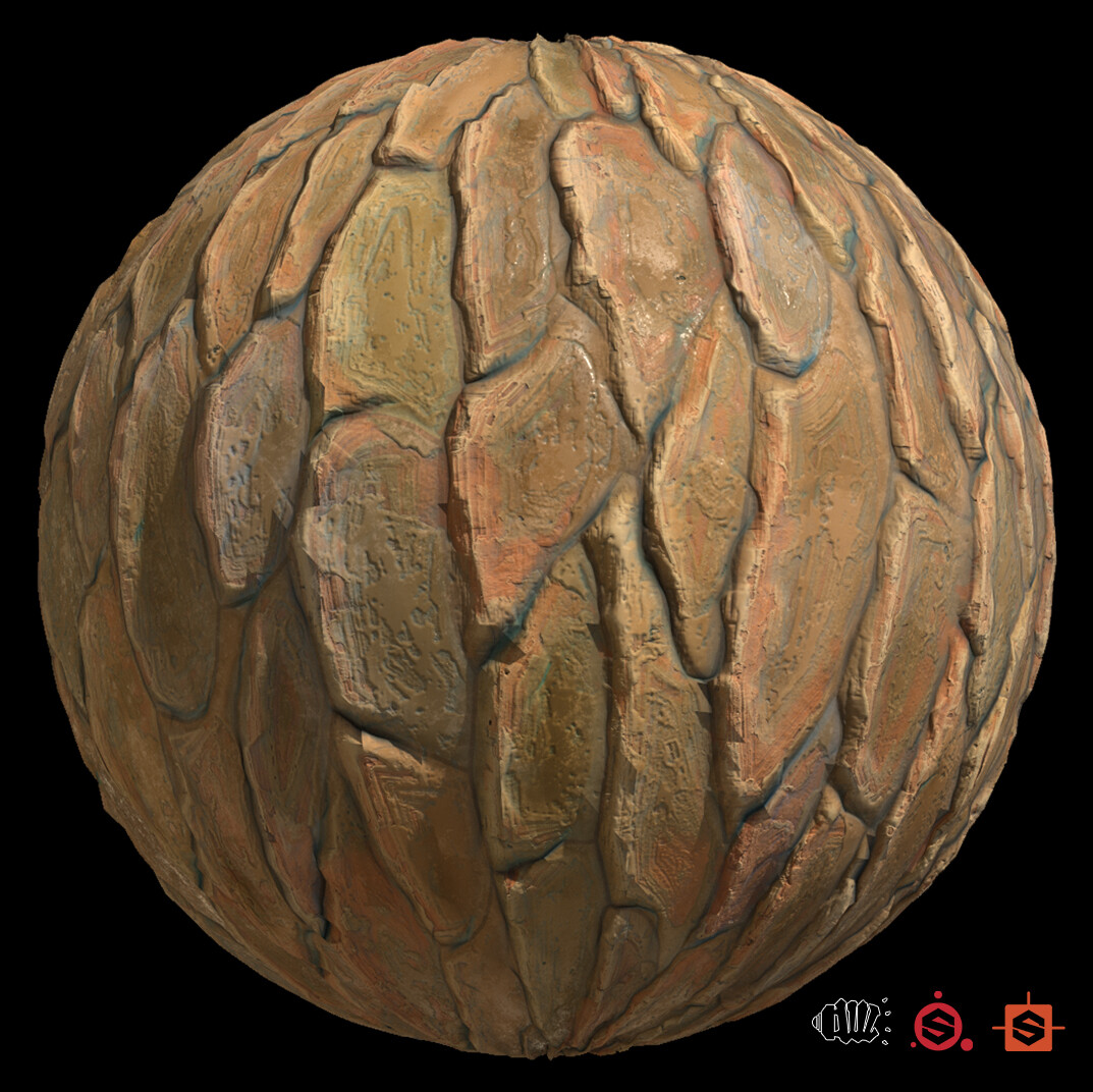 ArtStation - Substance Designer | Bark Material Study 03 | Stylized Bark