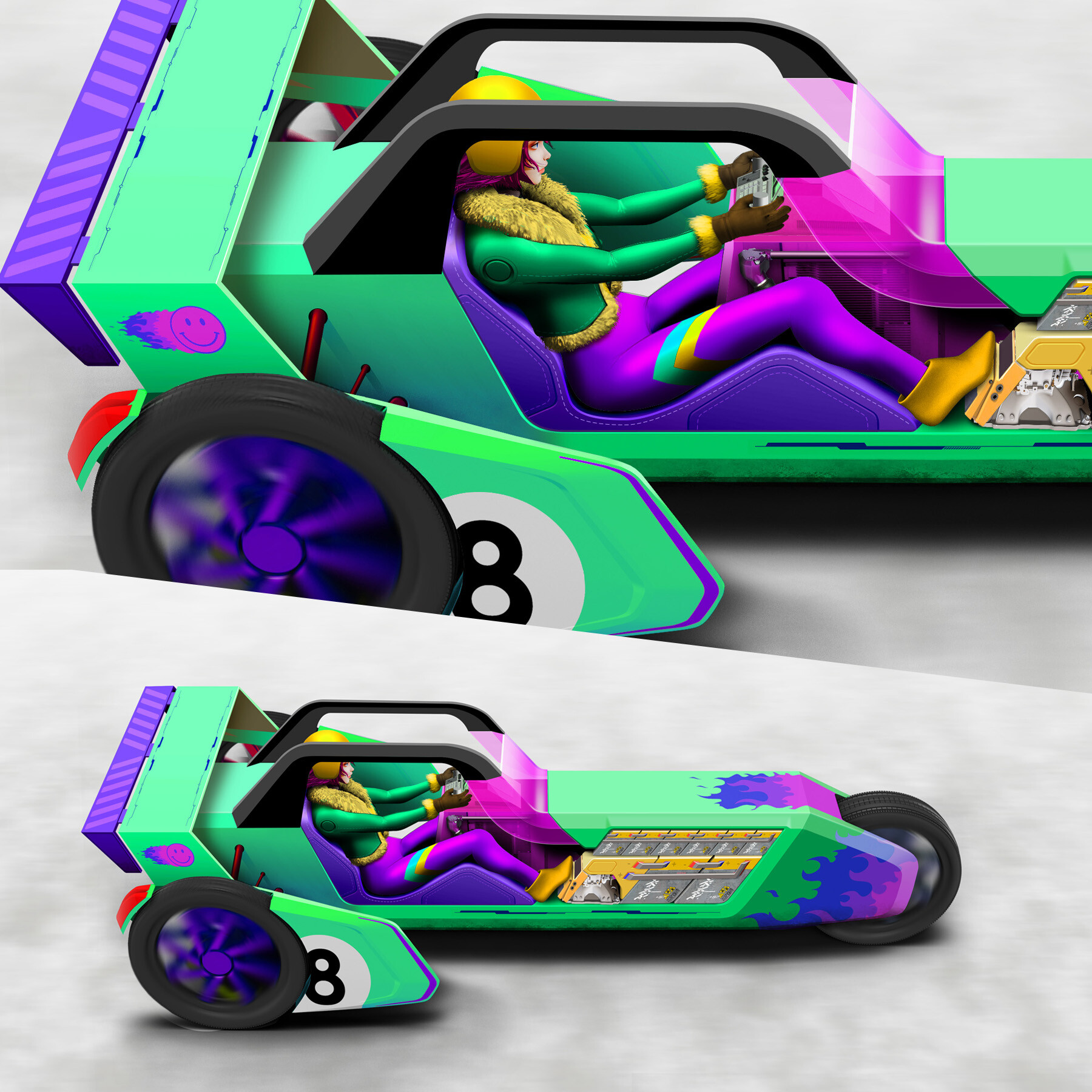 ArtStation - NEON RACER / "electro-recumbent-trike"