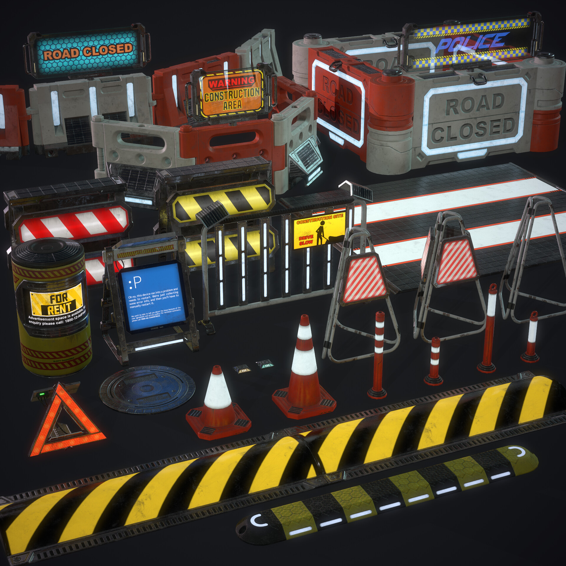 ArtStation - Futuristic Road Props