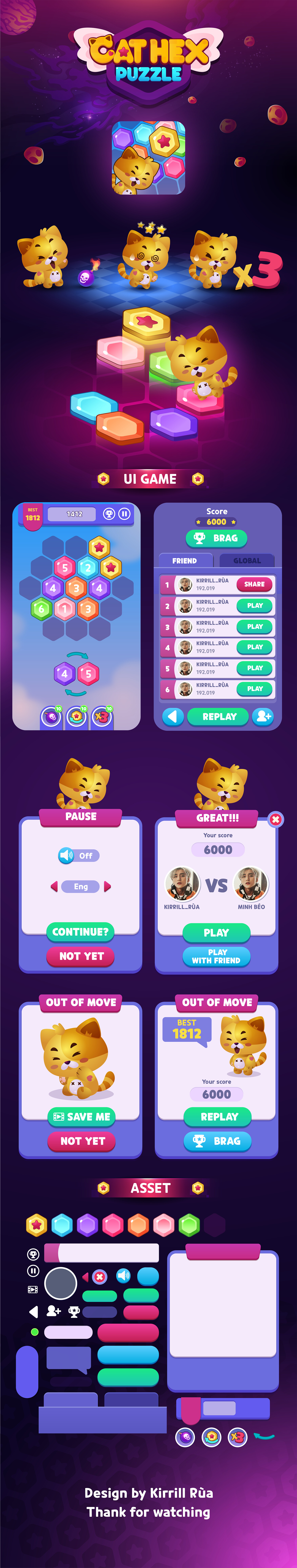 ArtStation - Hexa cat Puzzle Game Project