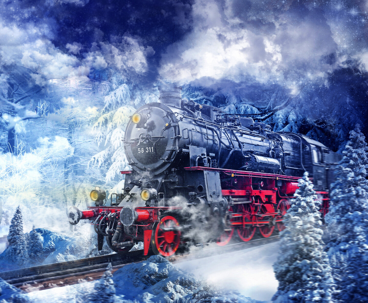ArtStation - Winter train. Matte painting