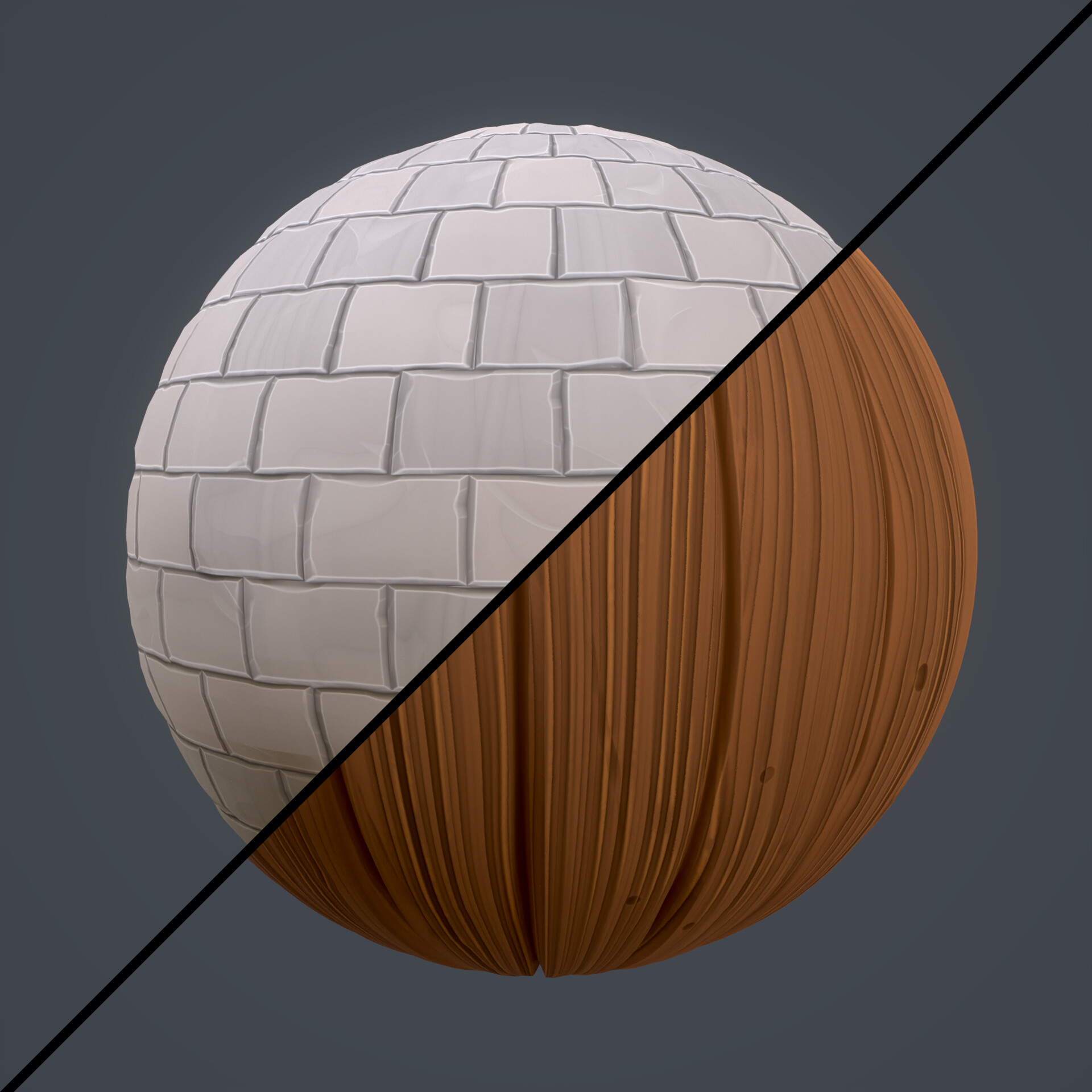 ArtStation - Stylized stone brick wall and wood material