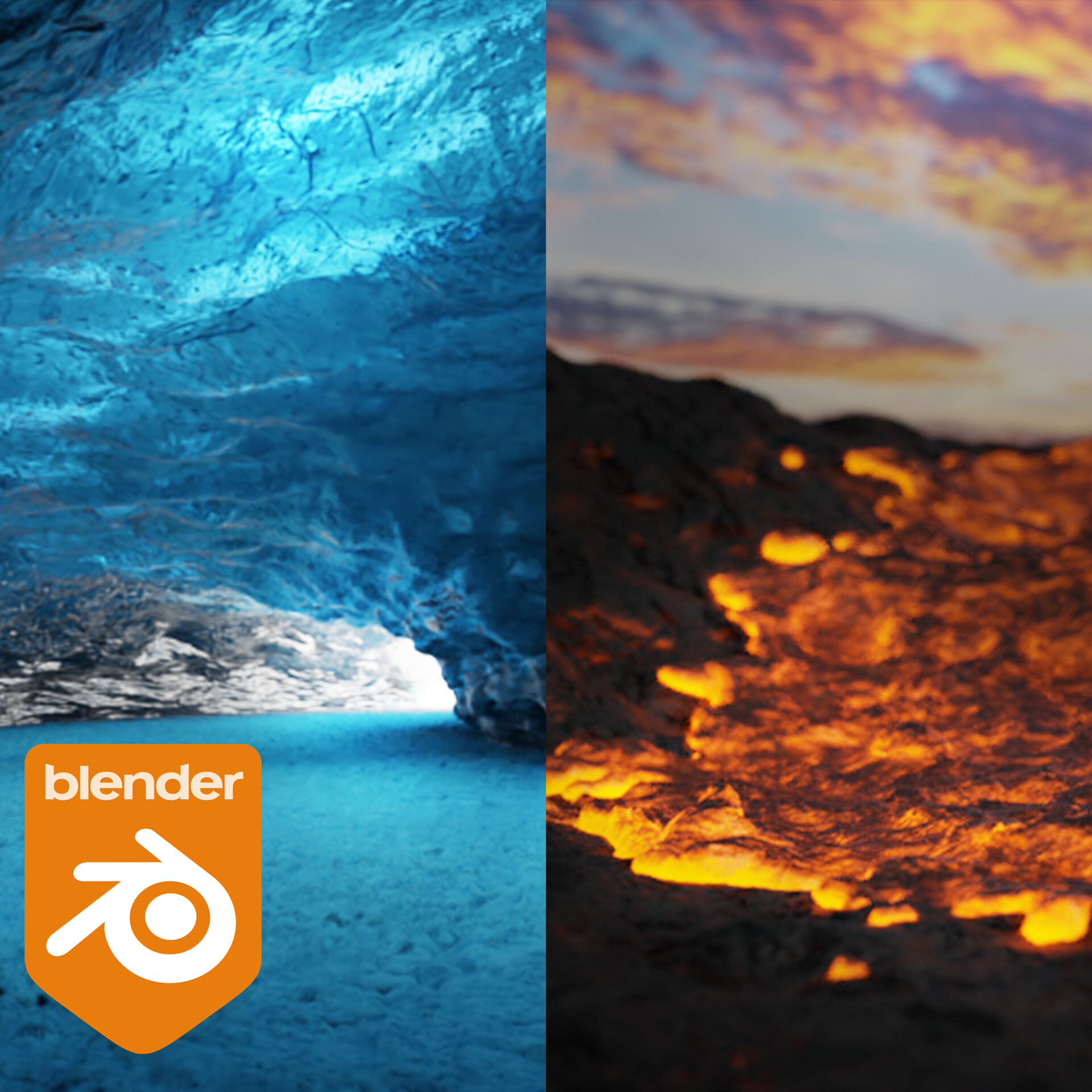 ArtStation - Black Ice and Lava Materials