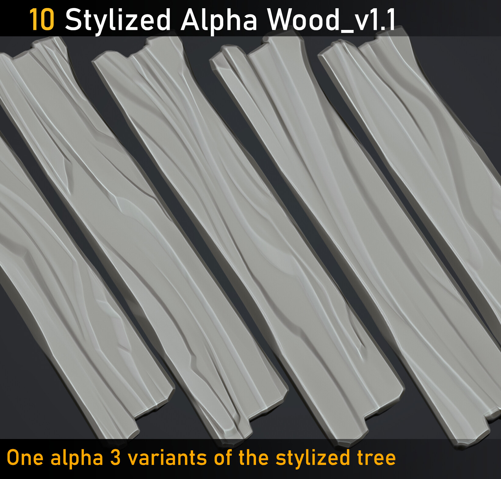 ArtStation - 10 Stylized alpha wood_v1.1