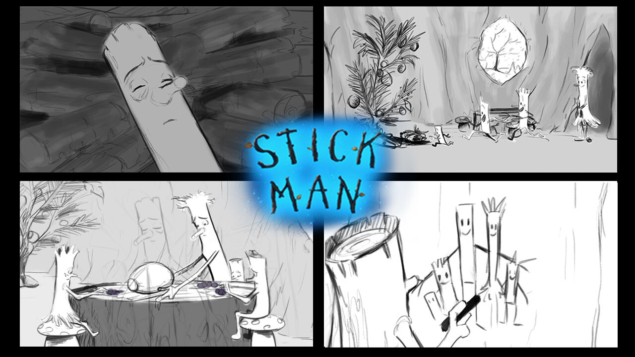 ArtStation - 'Stick Man' Beat Boards - Dream and Meeting Santa Sequences