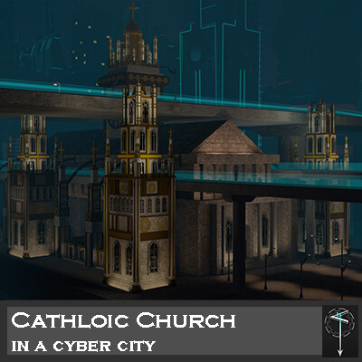 ArtStation - Catholic Church in a Cyber City