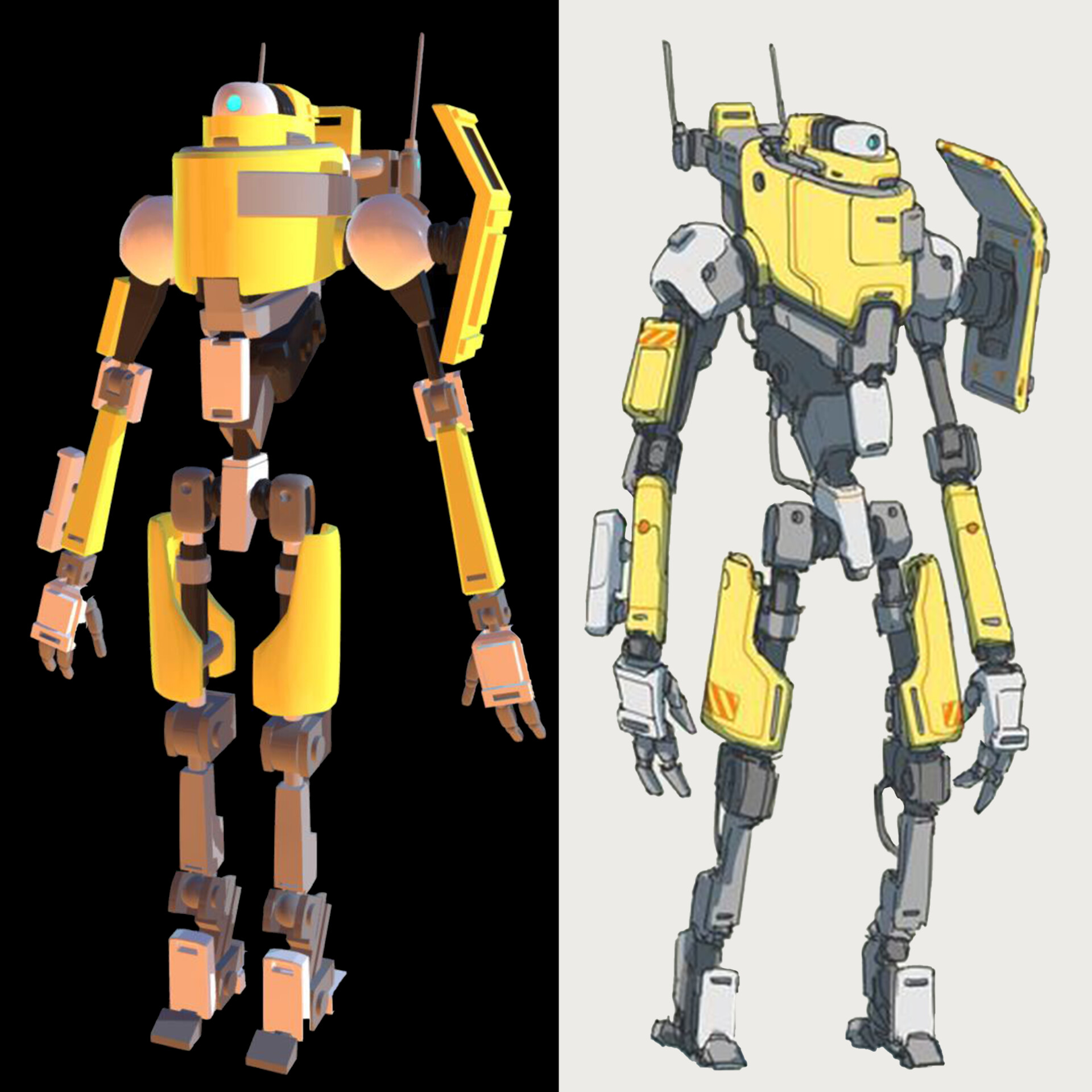 ArtStation - Yellow Robot Mecha - Modeled by Ryley Burnett - Concept by ...