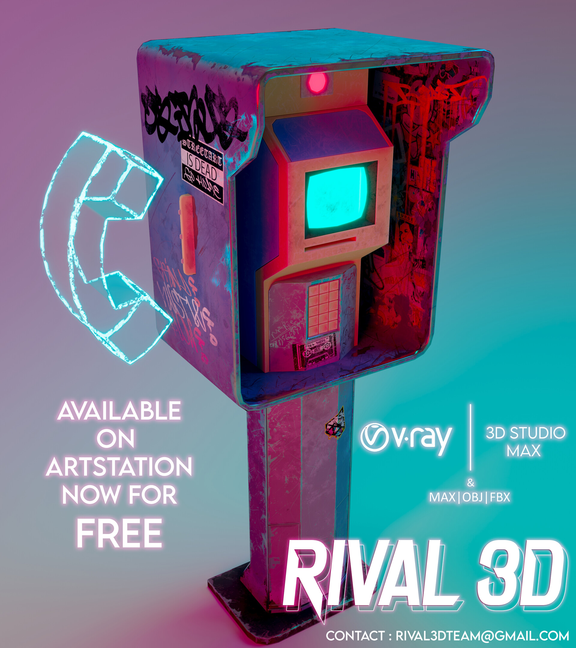 ArtStation - Stylized Cyber Punk - Phone Booth