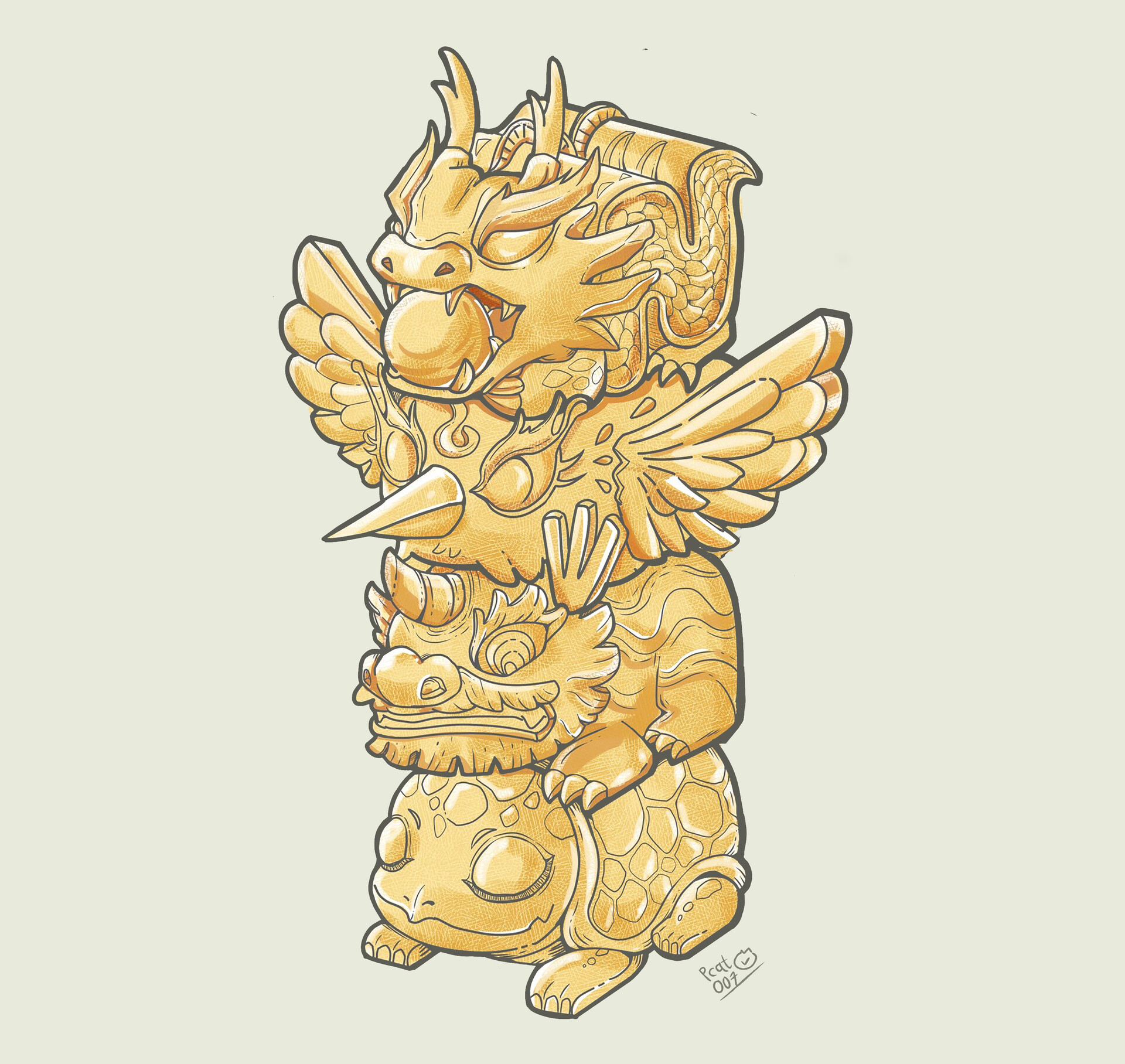 ArtStation - Four Holy Beasts Totem