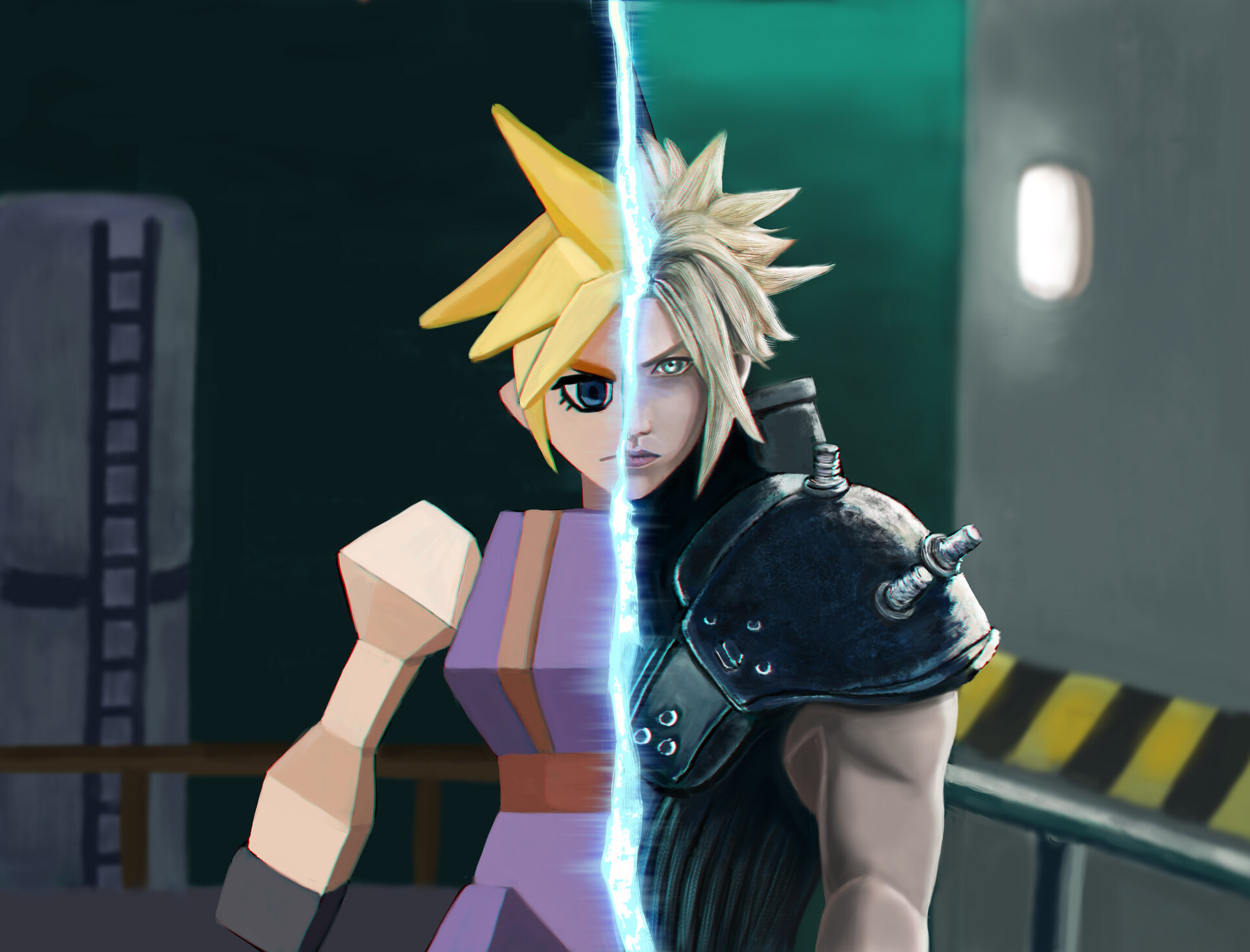 ArtStation - Cloud Strife FF7 vs FF7R