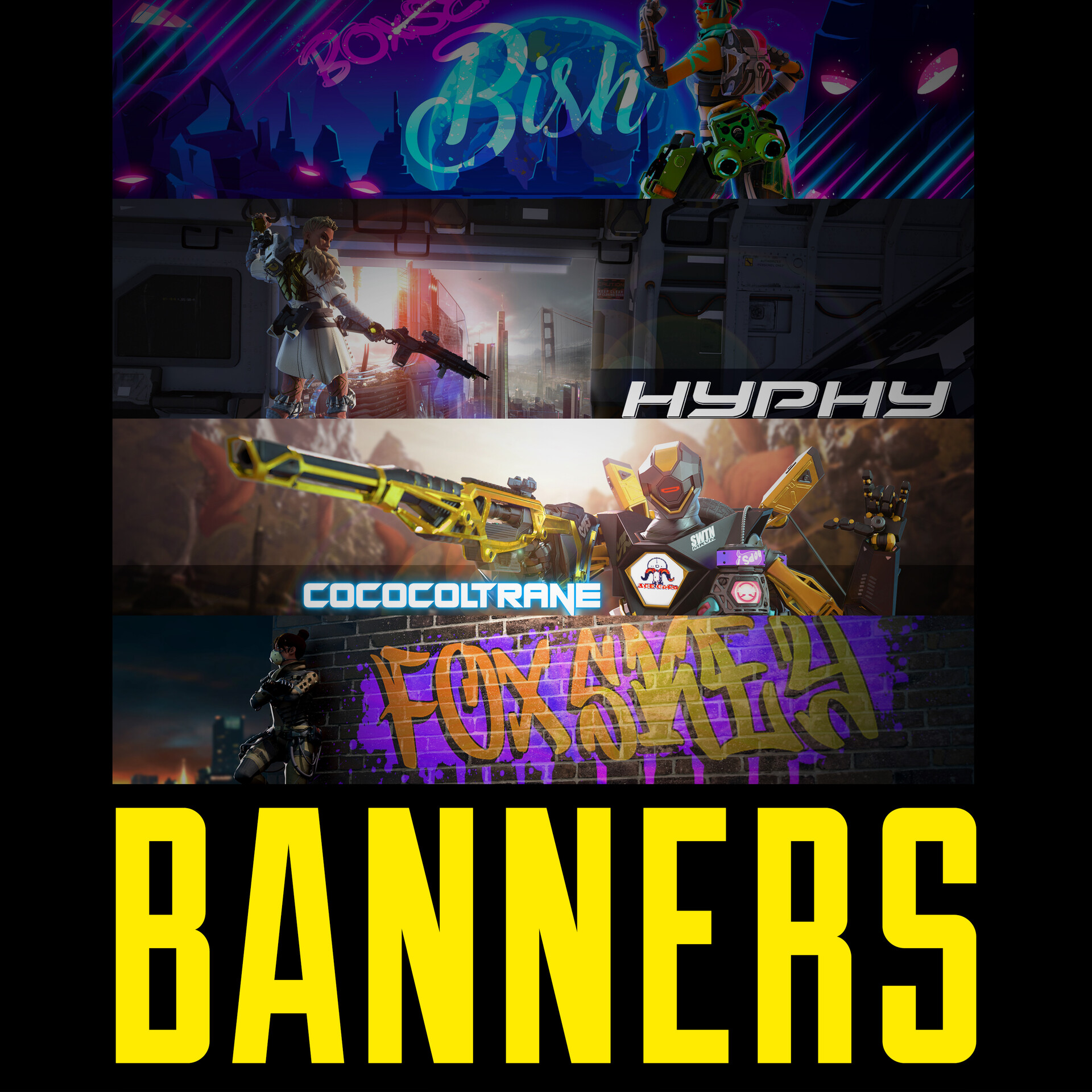 ArtStation - Twitter header, YT header, Profile pictures made