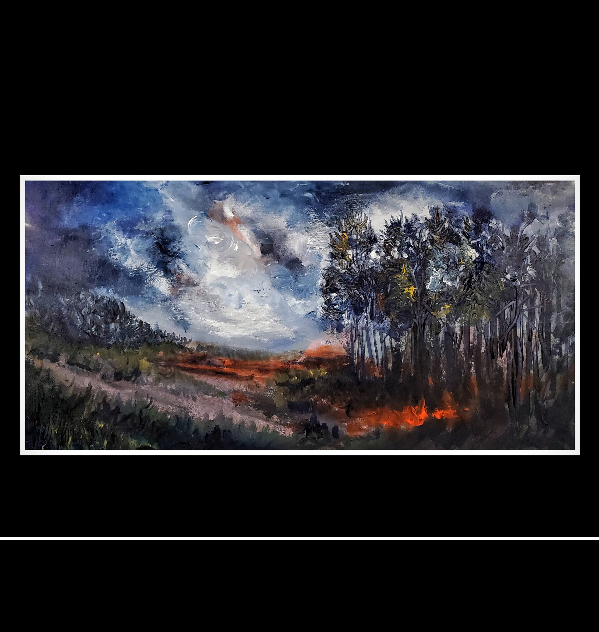 ArtStation - Wild Fire in Woods CA. 12x24" Traditional acrylic painting ...