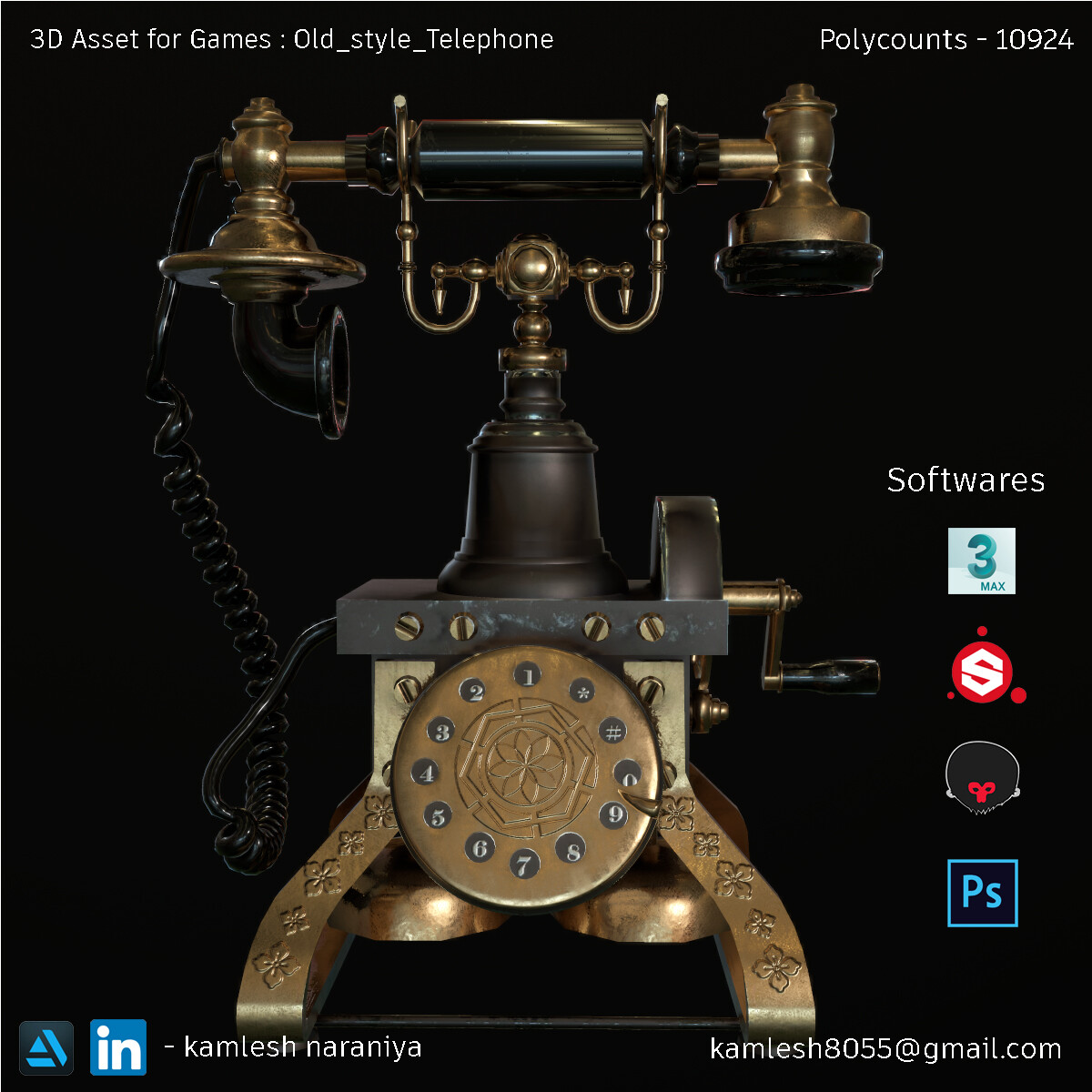 ArtStation - 3D Asset for Gaming - Old_style_Telephone