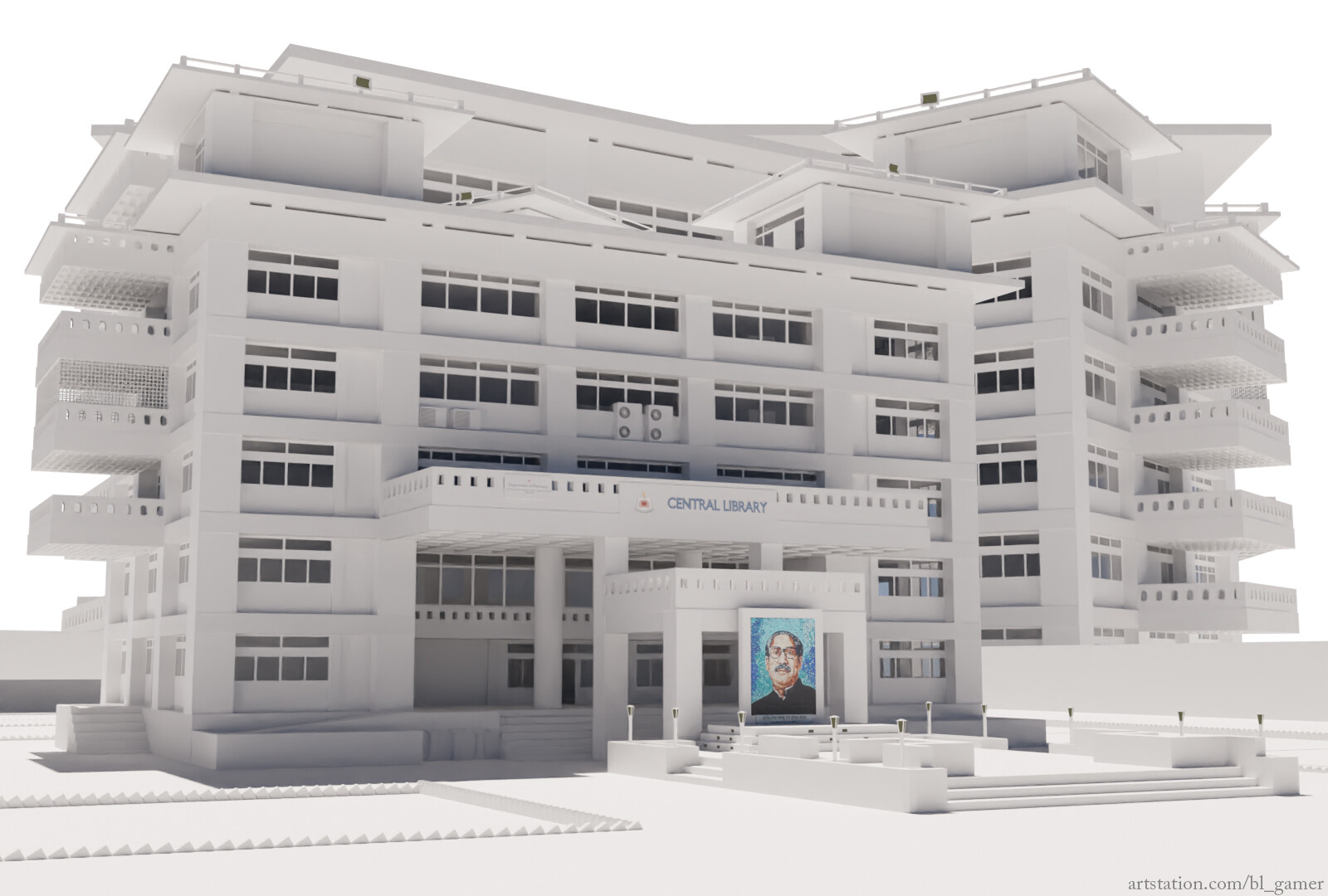 ArtStation - MBSTU central library (Be & Af)