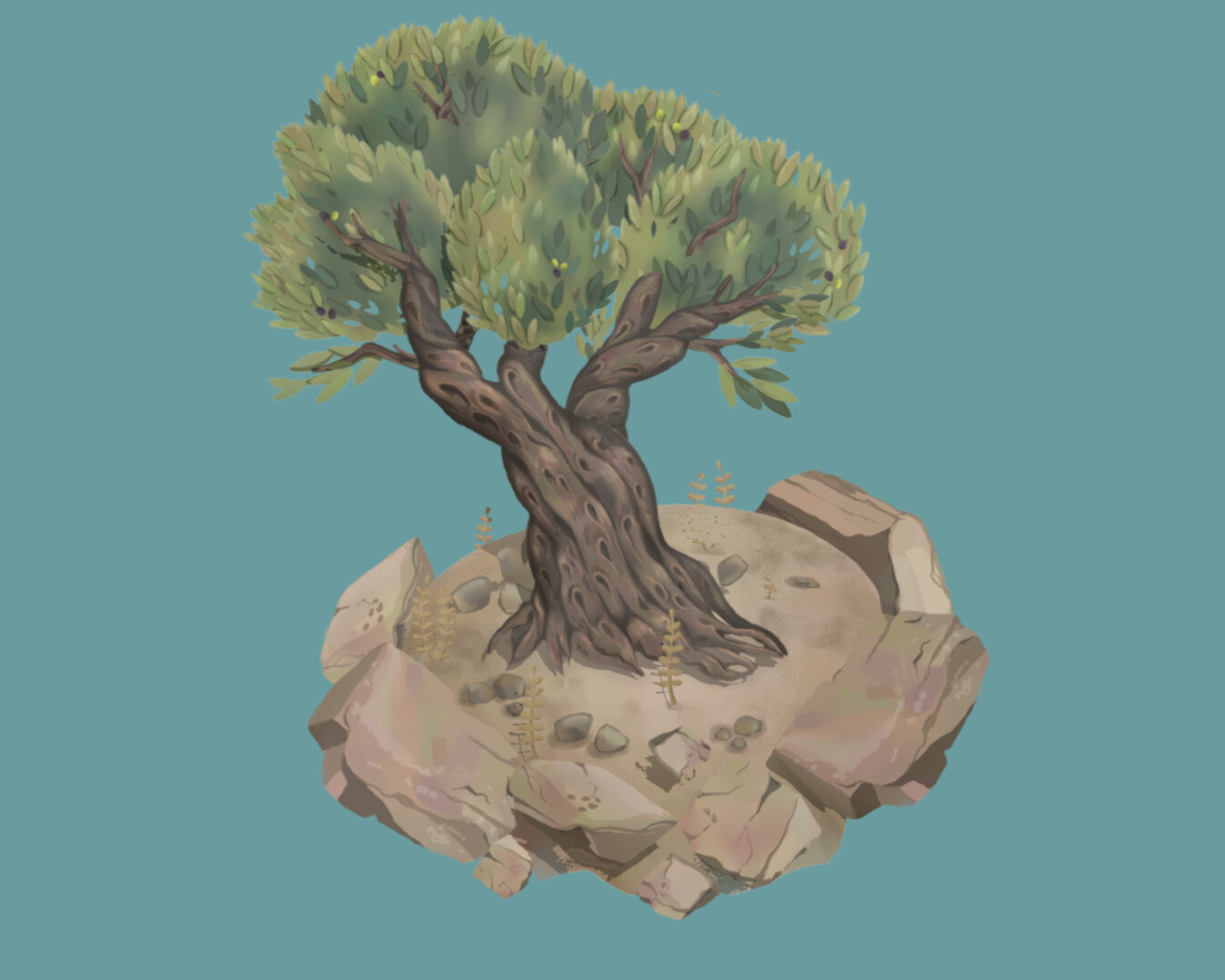 ArtStation - 2.5D Olive Tree