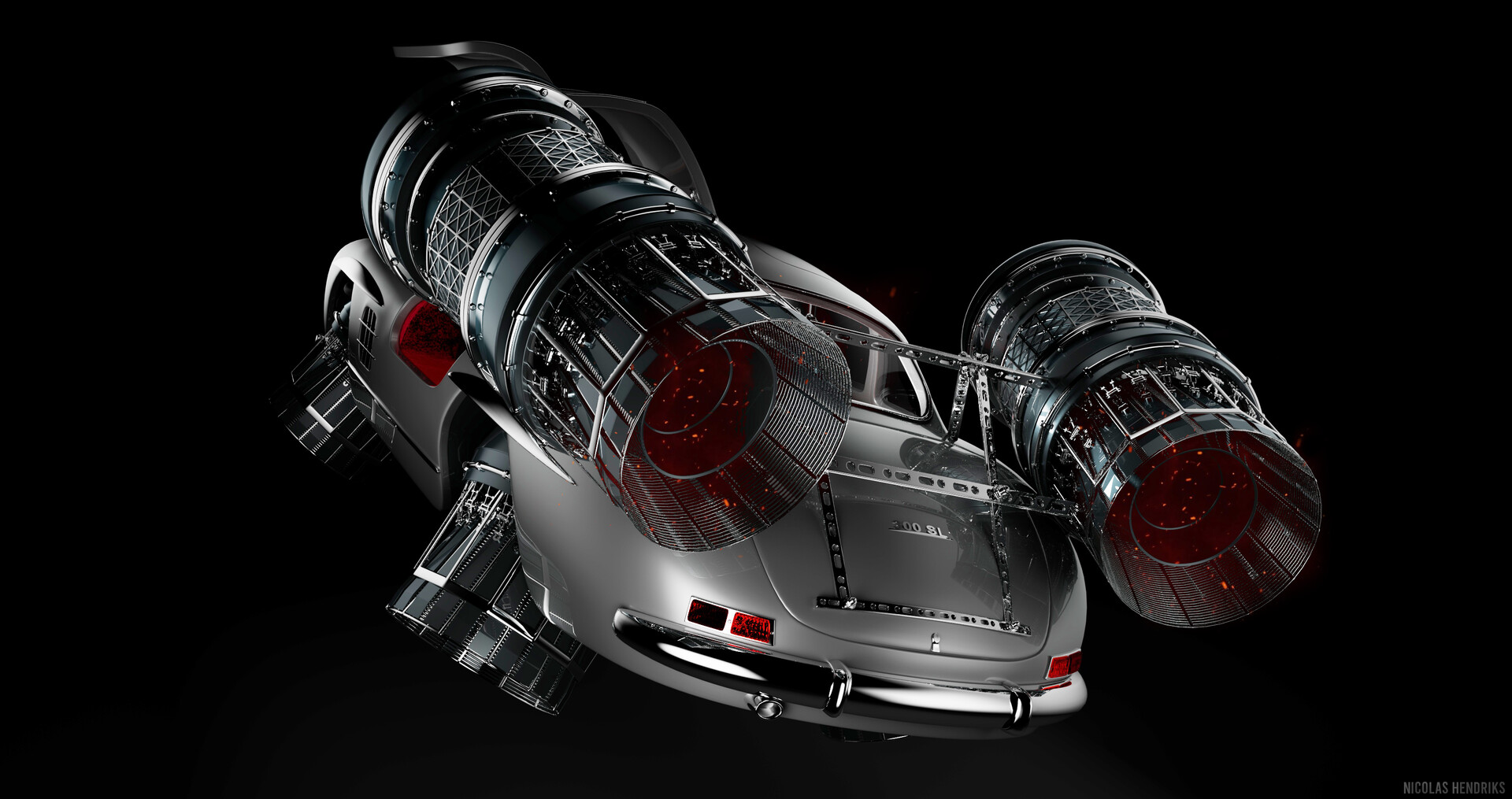 ArtStation - Retrofitted Vintage Hover Car - Mercedes Gullwing 300 SL