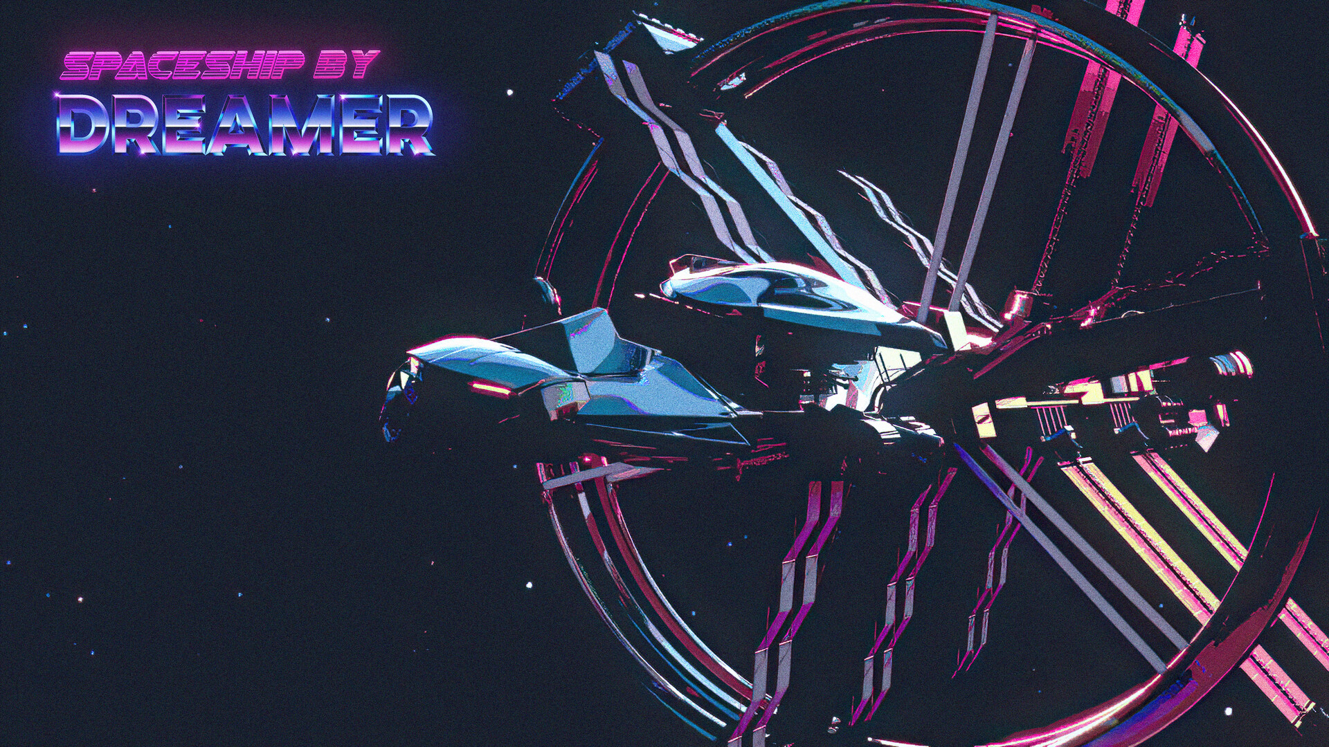 ArtStation - Spaceship Retrowave style