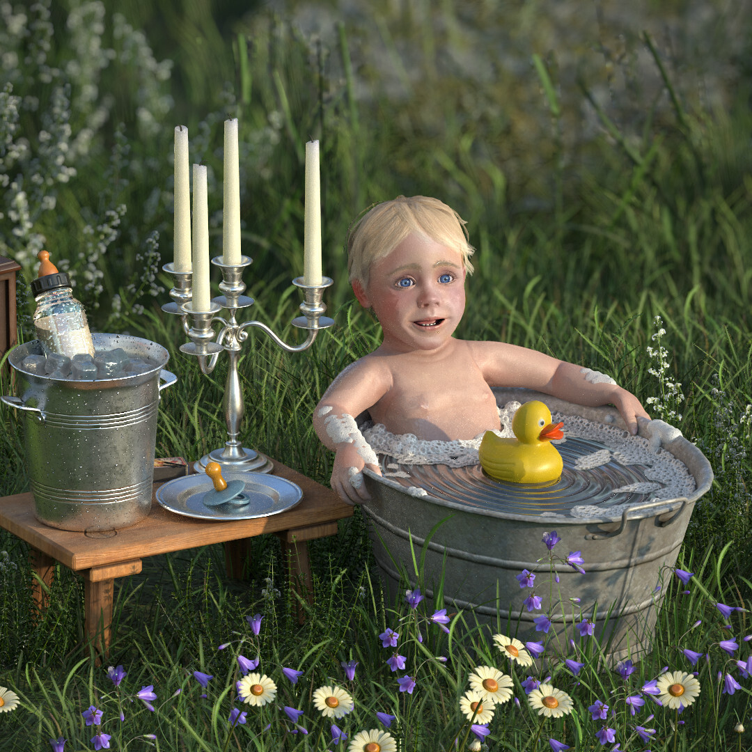ArtStation - Bathing scene