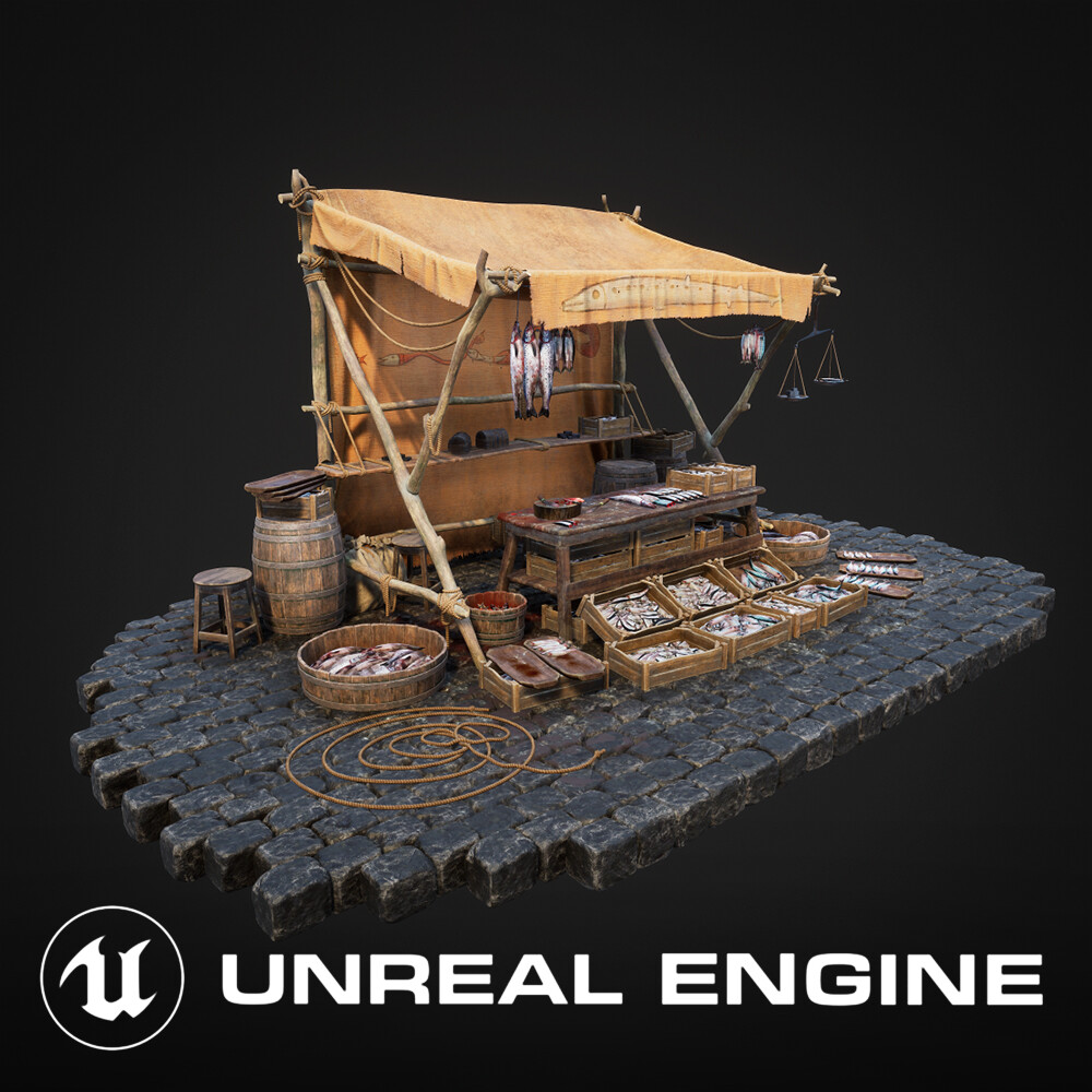 ArtStation - Fish Market Stall