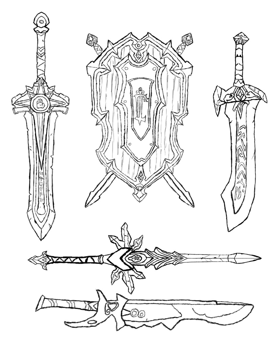 ArtStation - World of Warcraft character/weapons sketch
