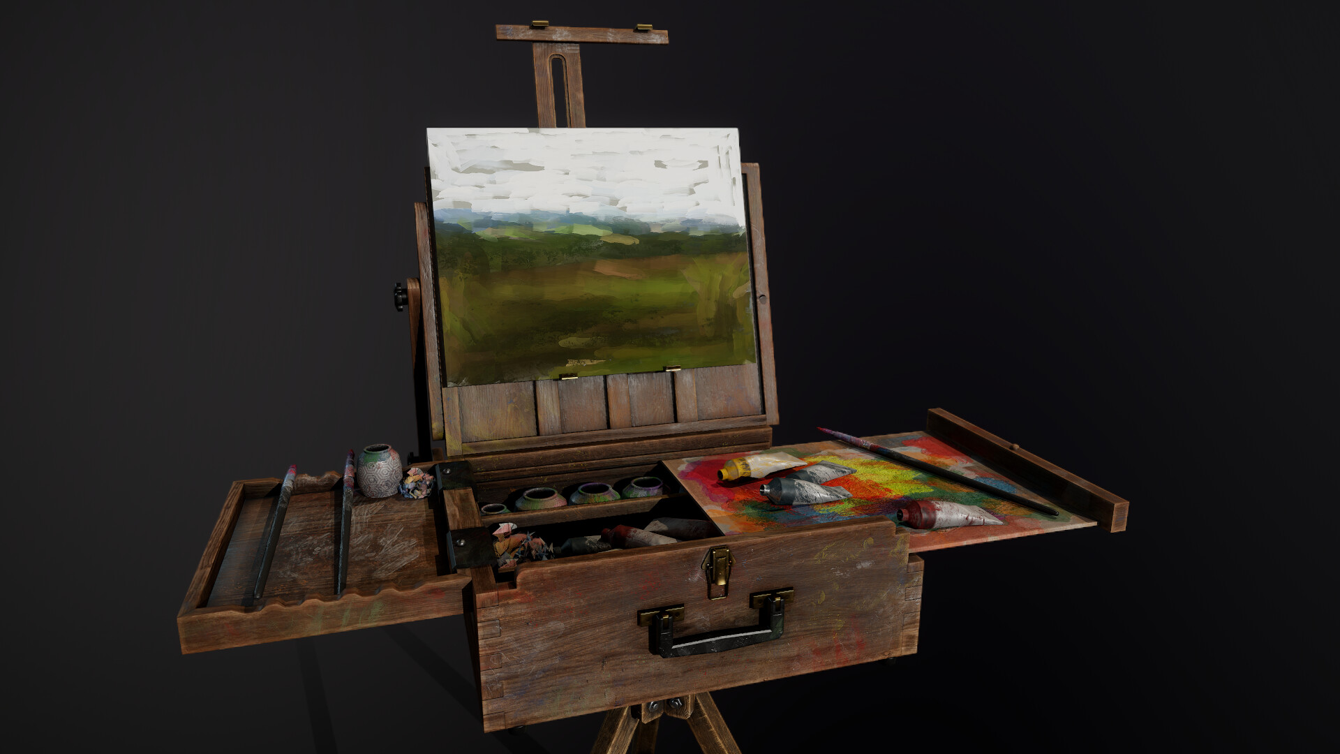 ArtStation - Plein Air Easel - Modelling and texture practice.