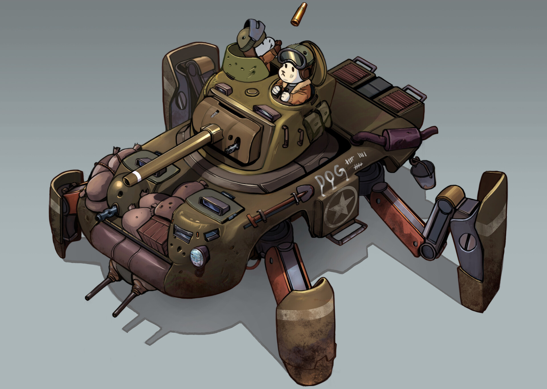 ArtStation - WW2 Tank Mechs (M44 Crabdog)