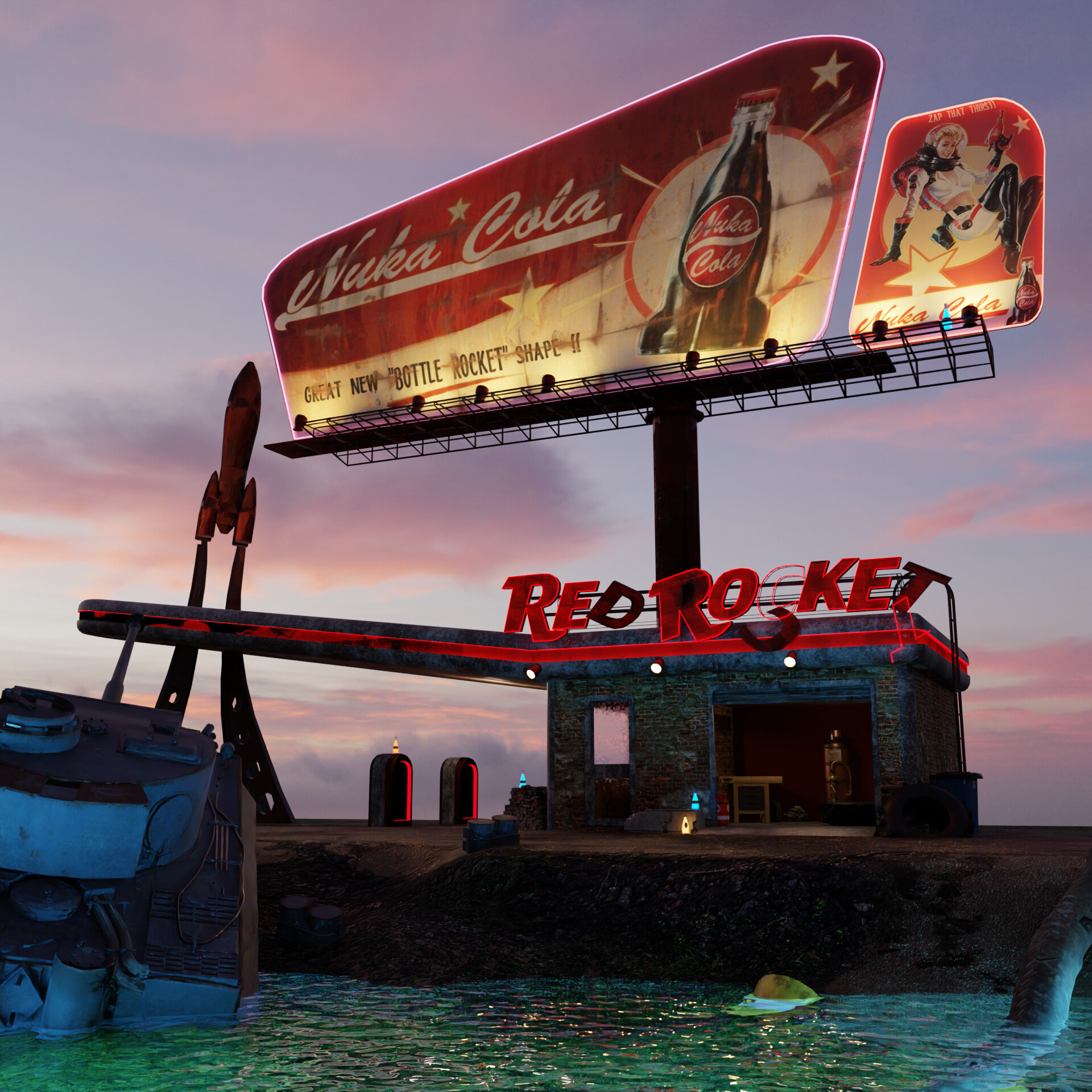 ArtStation - Fallout Red Rocket Diorama