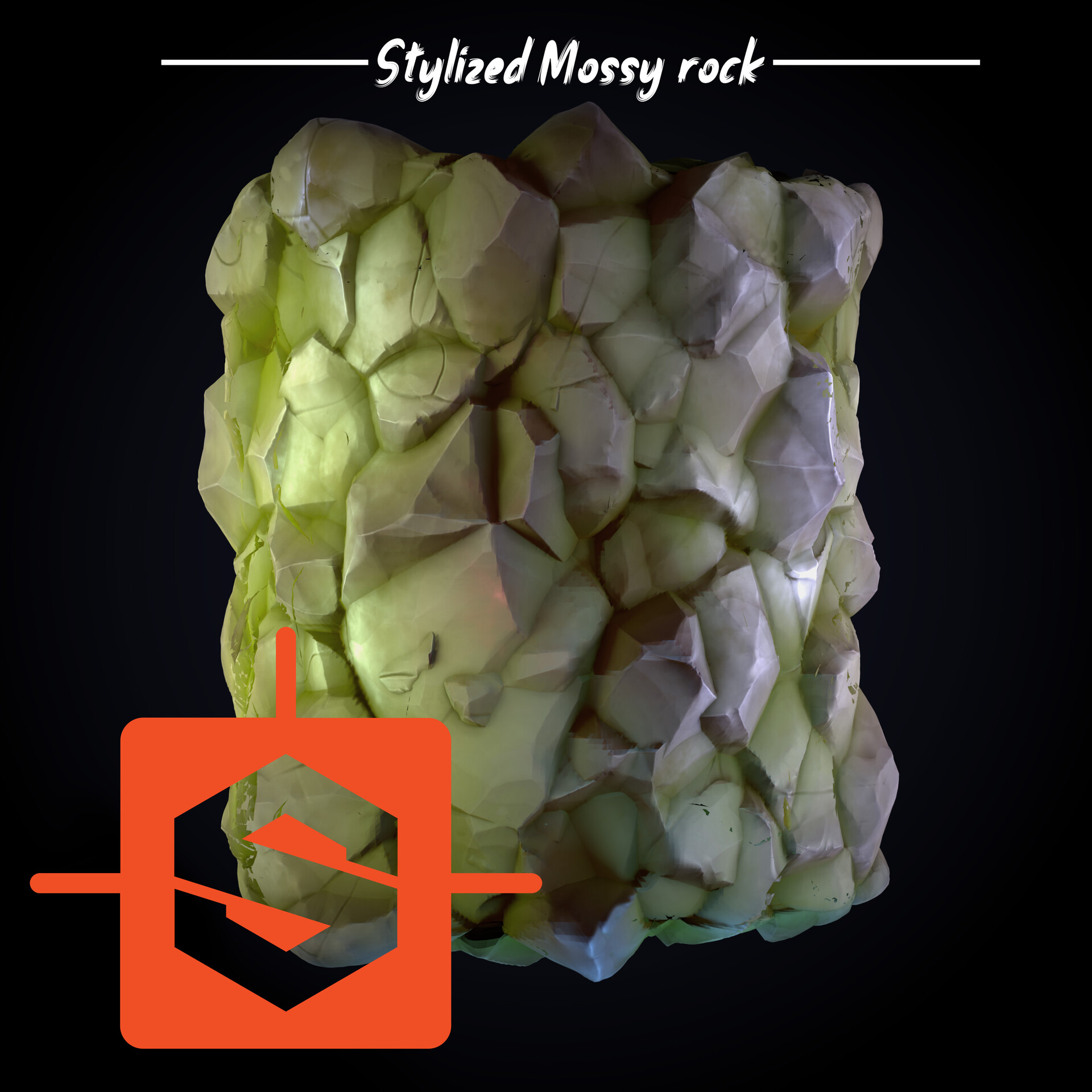 ArtStation - Stylized mossy rock