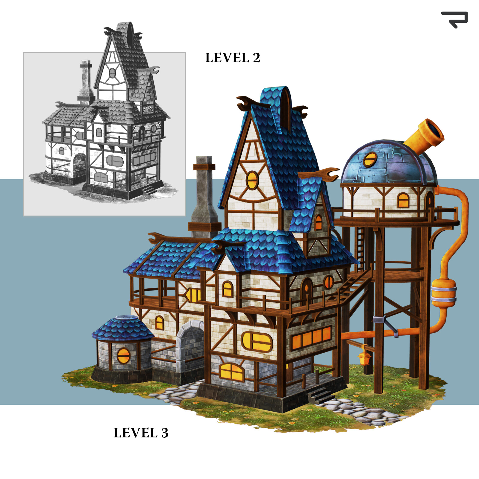 ArtStation - Cartoon Half-Timbered House