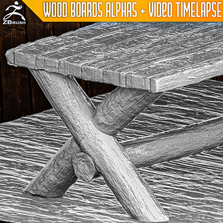 ArtStation - Wood Boards Alphas for ZBrush (Tileable)