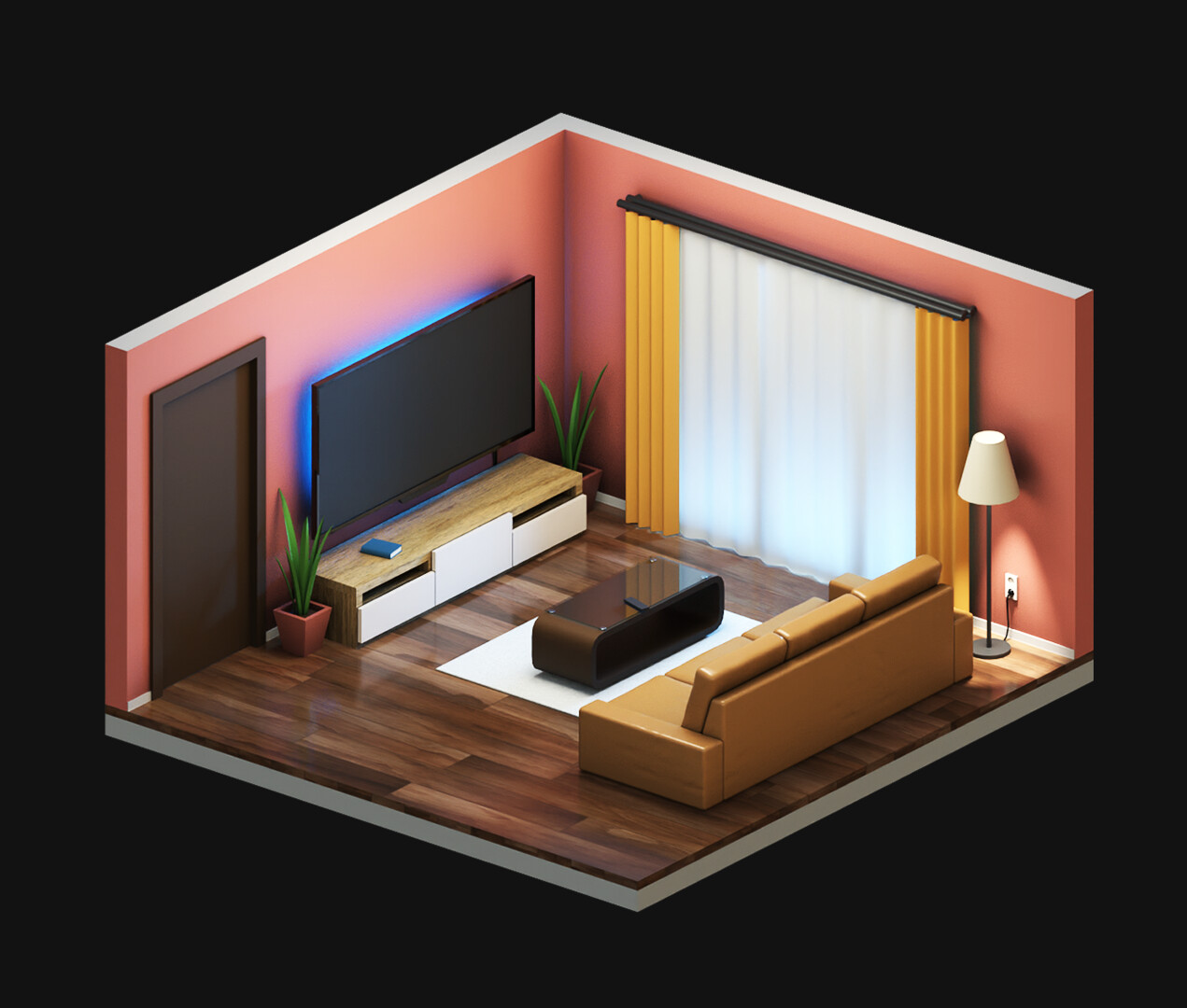 ArtStation - Isometric Living Room Timelapse