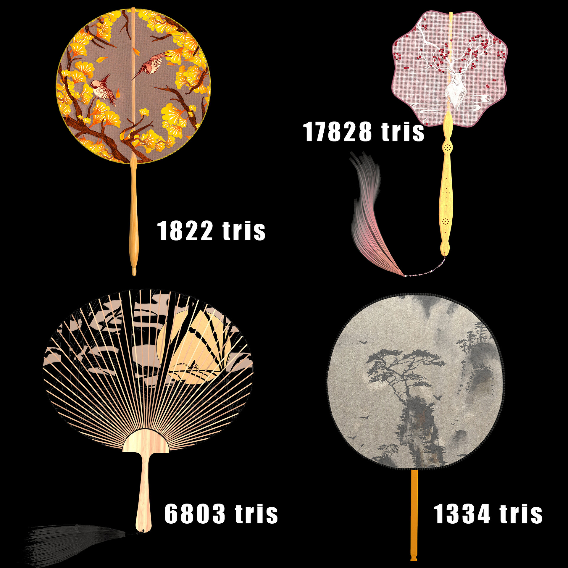 ArtStation - Traditional Hand fans (game ready)